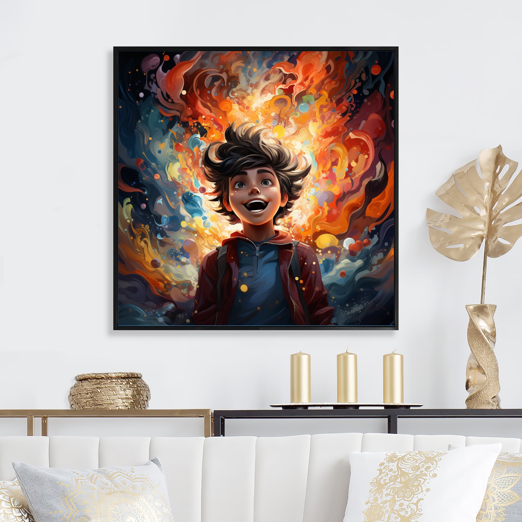 Designart "At The Animation Amusement V" Animation Floater Framed Wall ...