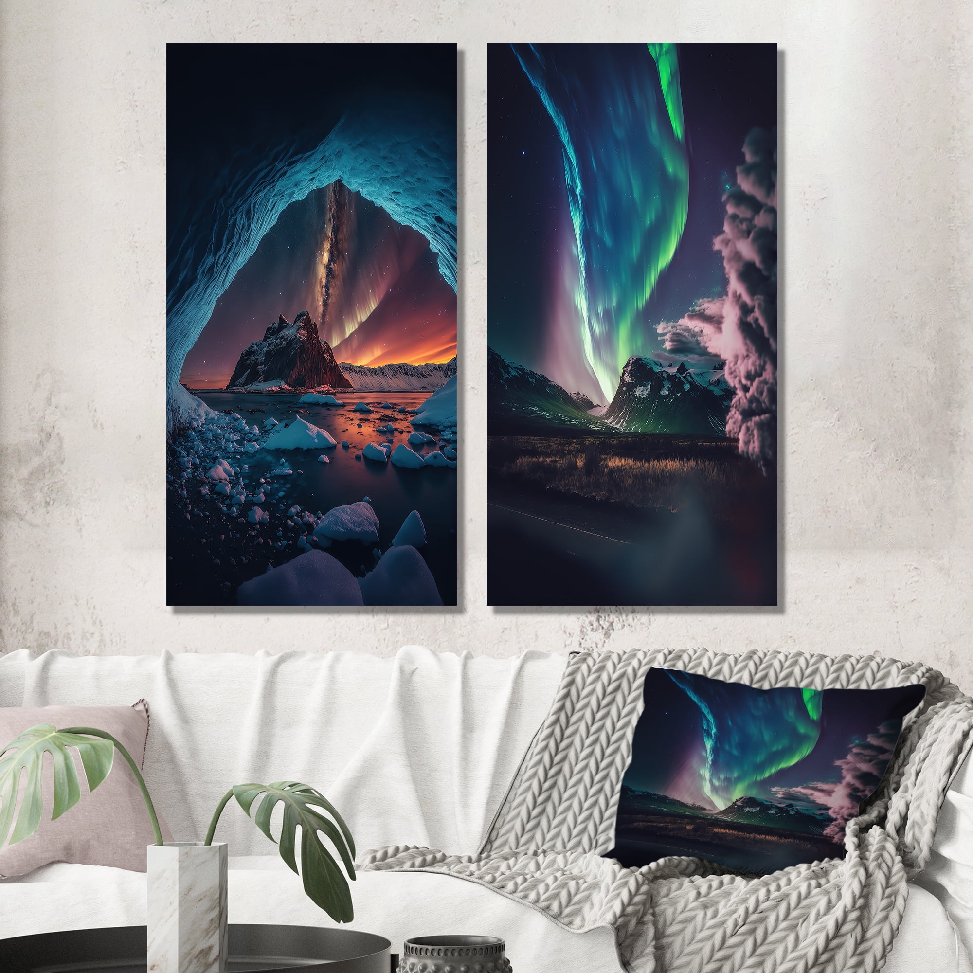 Designart "Aurora Borealis Illuminating Northern Skies III" Landscape ...