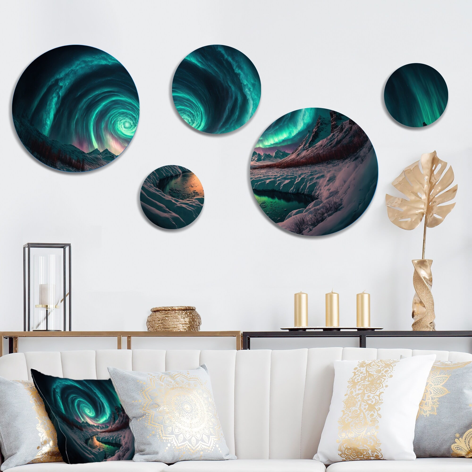 Designart "Aurora Borealis Magical Northern Lights VI" Landscape ...