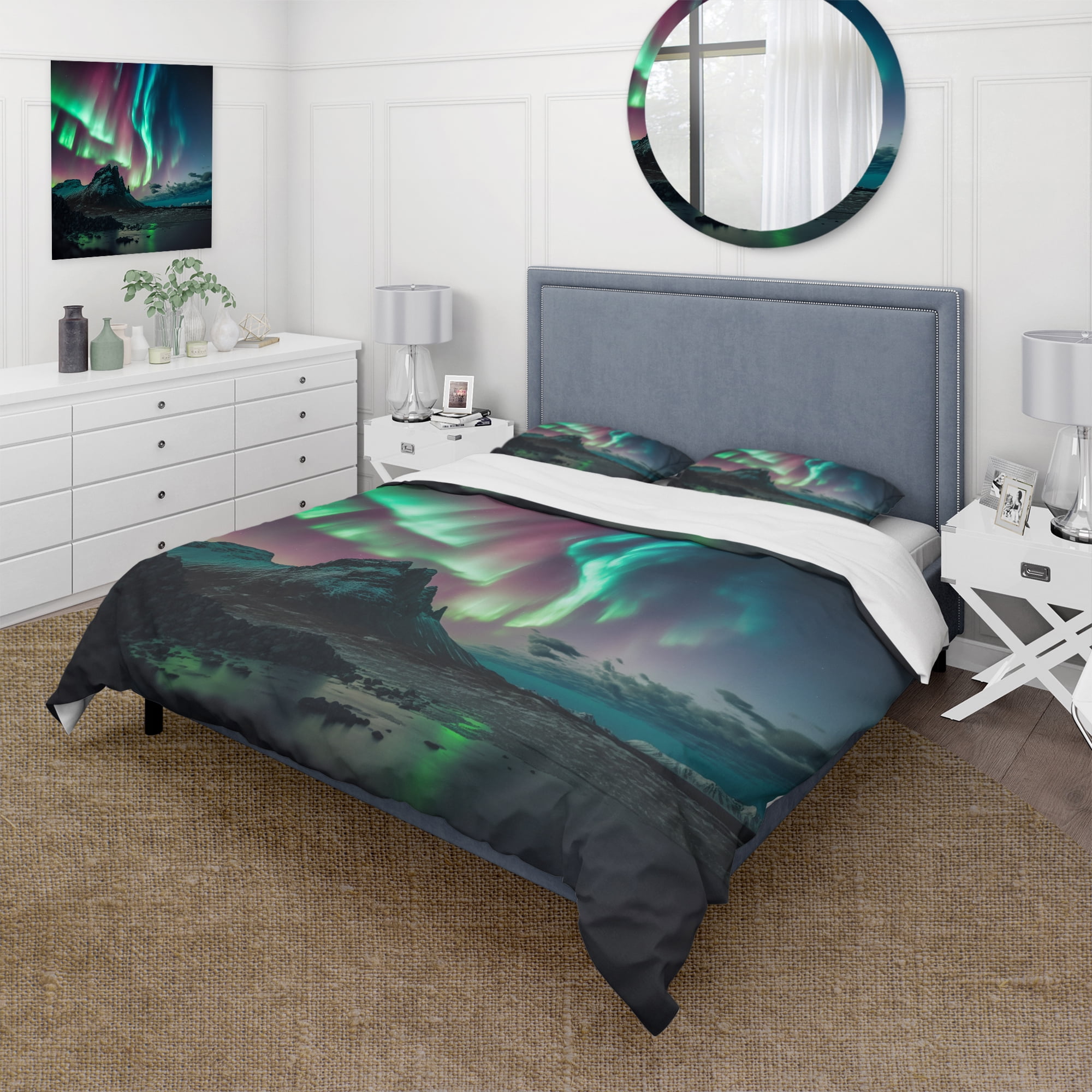 Designart "Aurora's Reflection on the Water V" Landscape Mountains ...