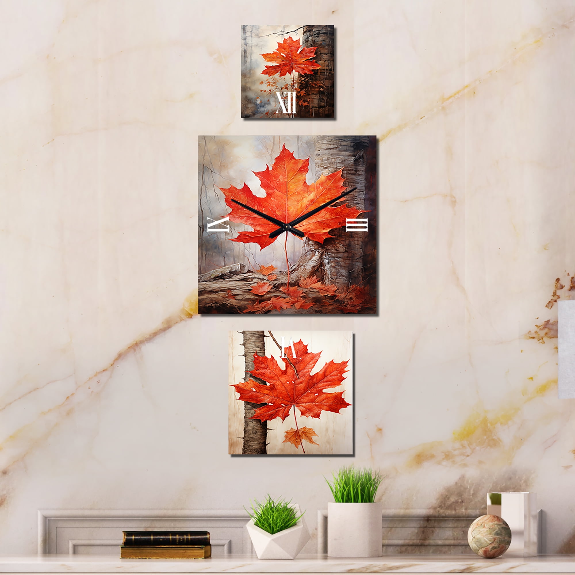 Designart "Autumnal Red Hue Marking the Maples" Trees Oversized ...