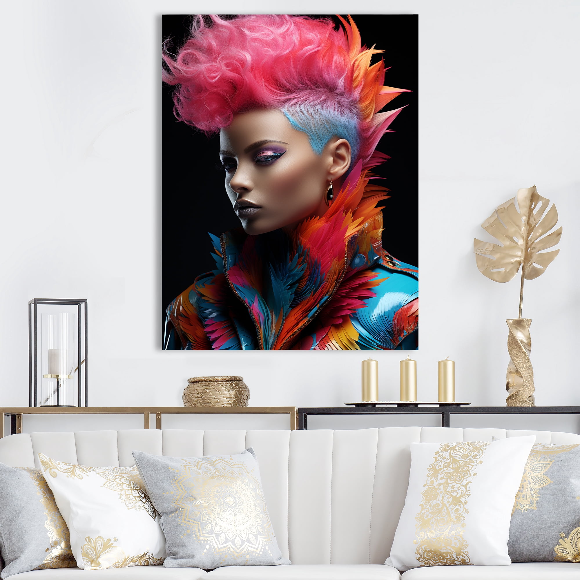 Designart "Avant-Garde Woman with Mohawk in Glam and Pop Art II ...