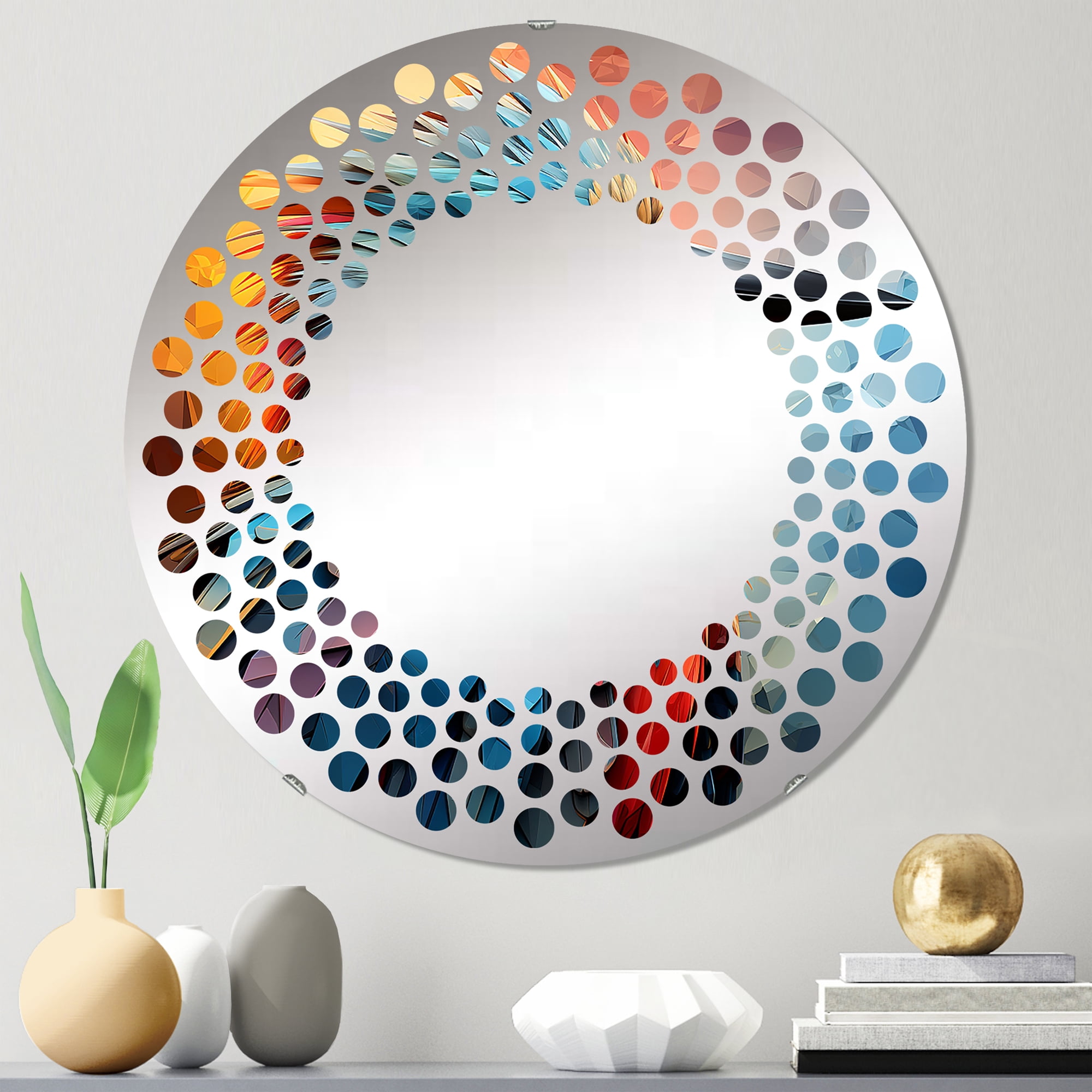 Designart "Avian Abstract Sky Geometry I" Animals Bird Polka Dot Round ...