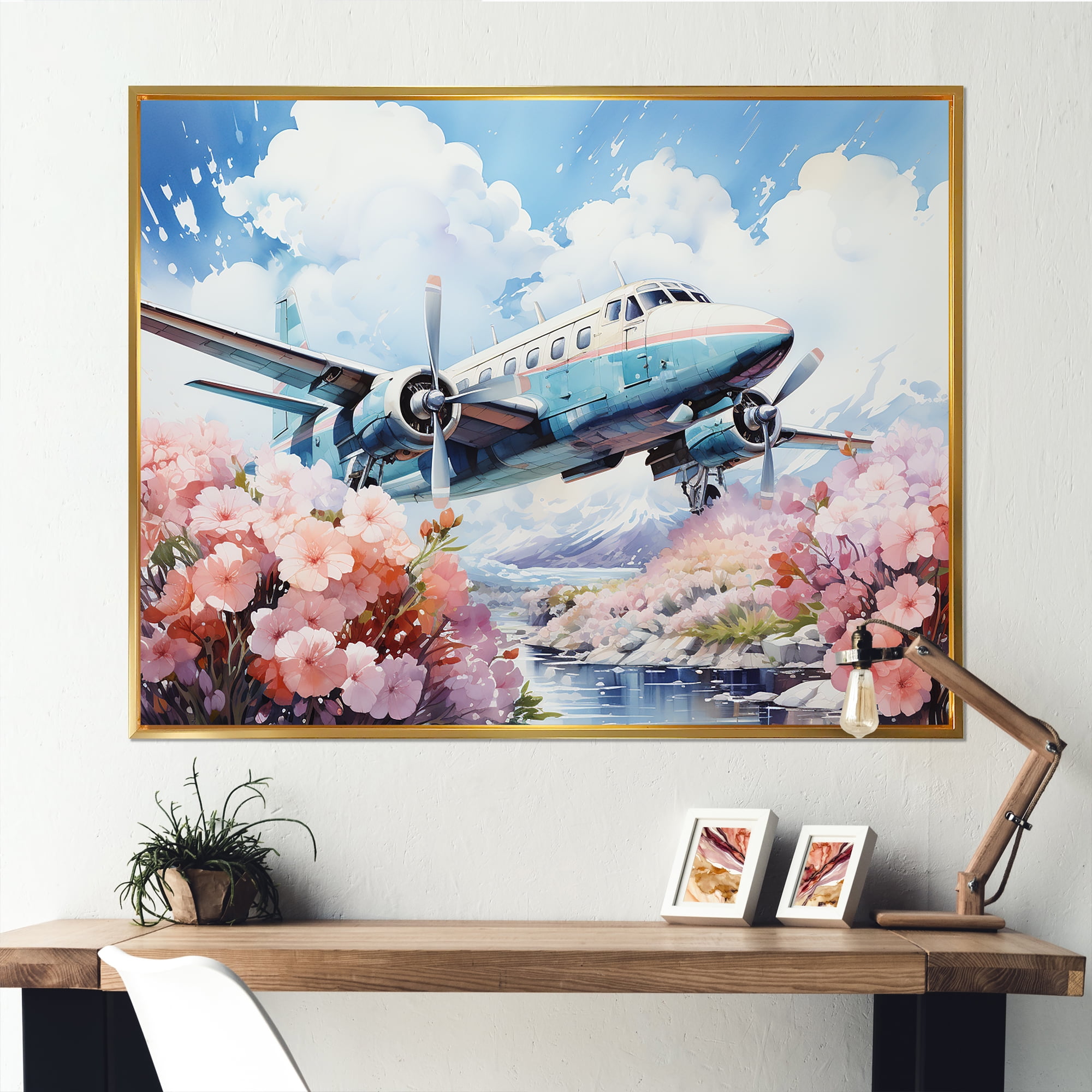 Designart "Avian Artistry With Floral Elements" Plane Floater Framed Canvas Art Print - Walmart.com