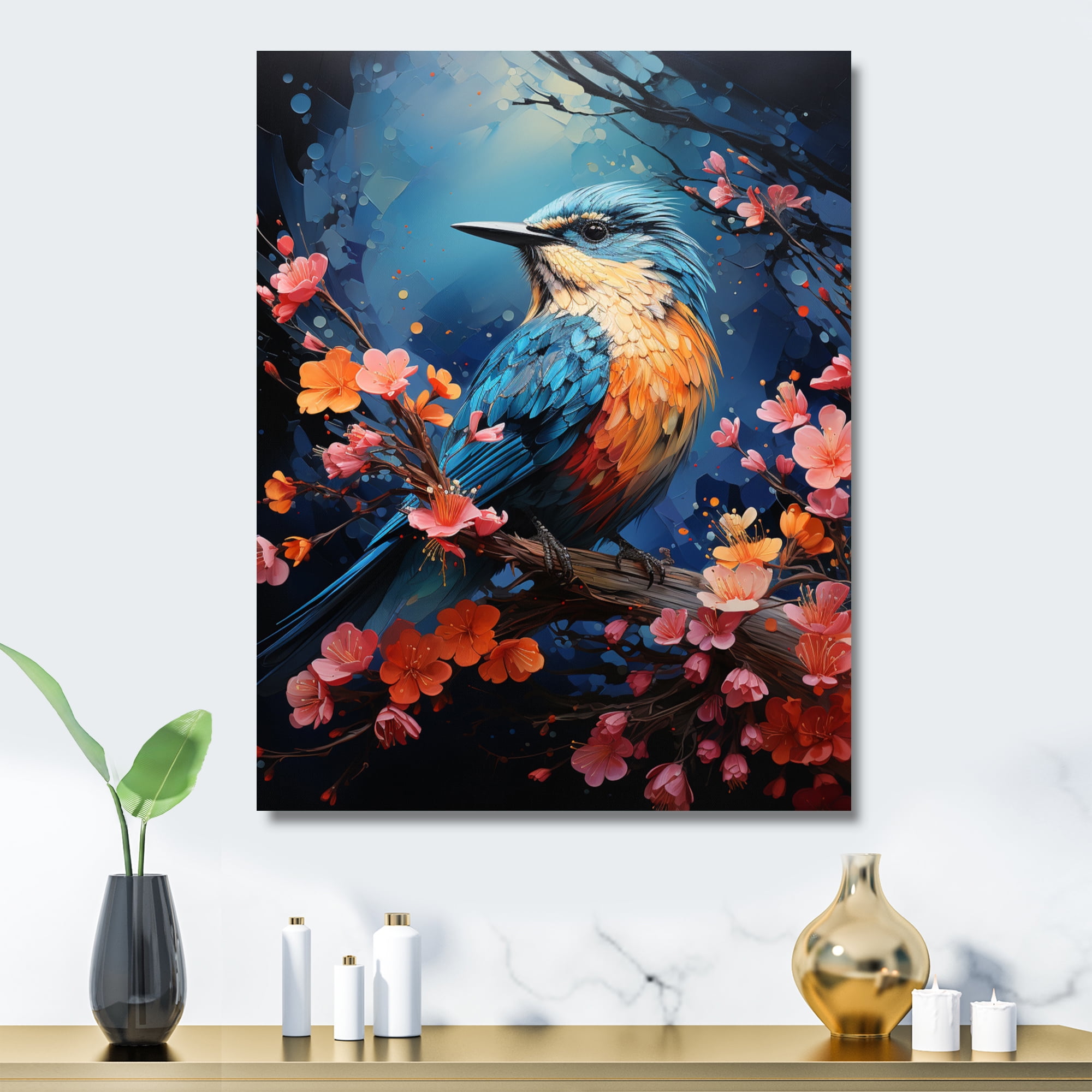 Designart "Avians Nocturnal Chirpings" Animals Bird Metal Wall Decor ...