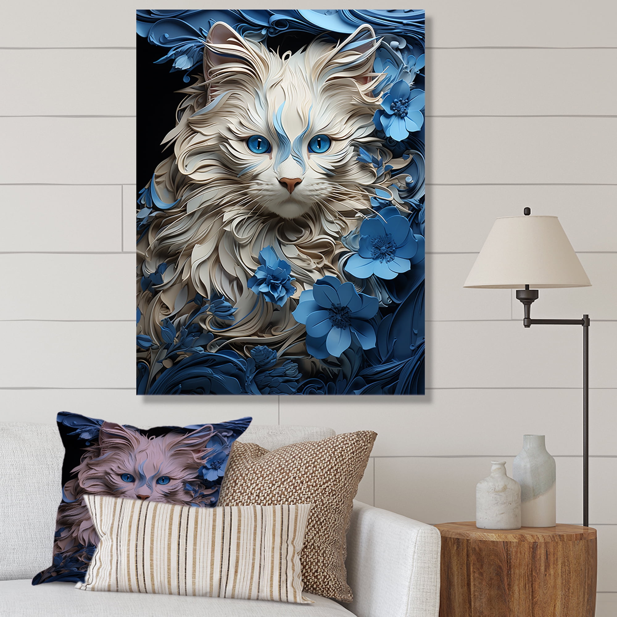 Designart "Azure And Snow Birman Serenity Cat I" Animals Cat Wall Art ...