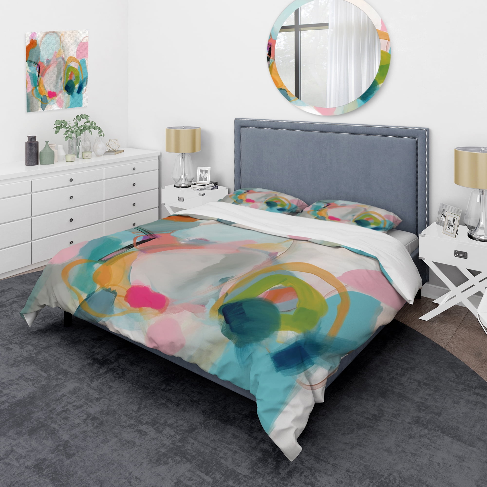 Designart "Azure Drifts in Minimalism V" Minimalism Bedding Covert Set ...