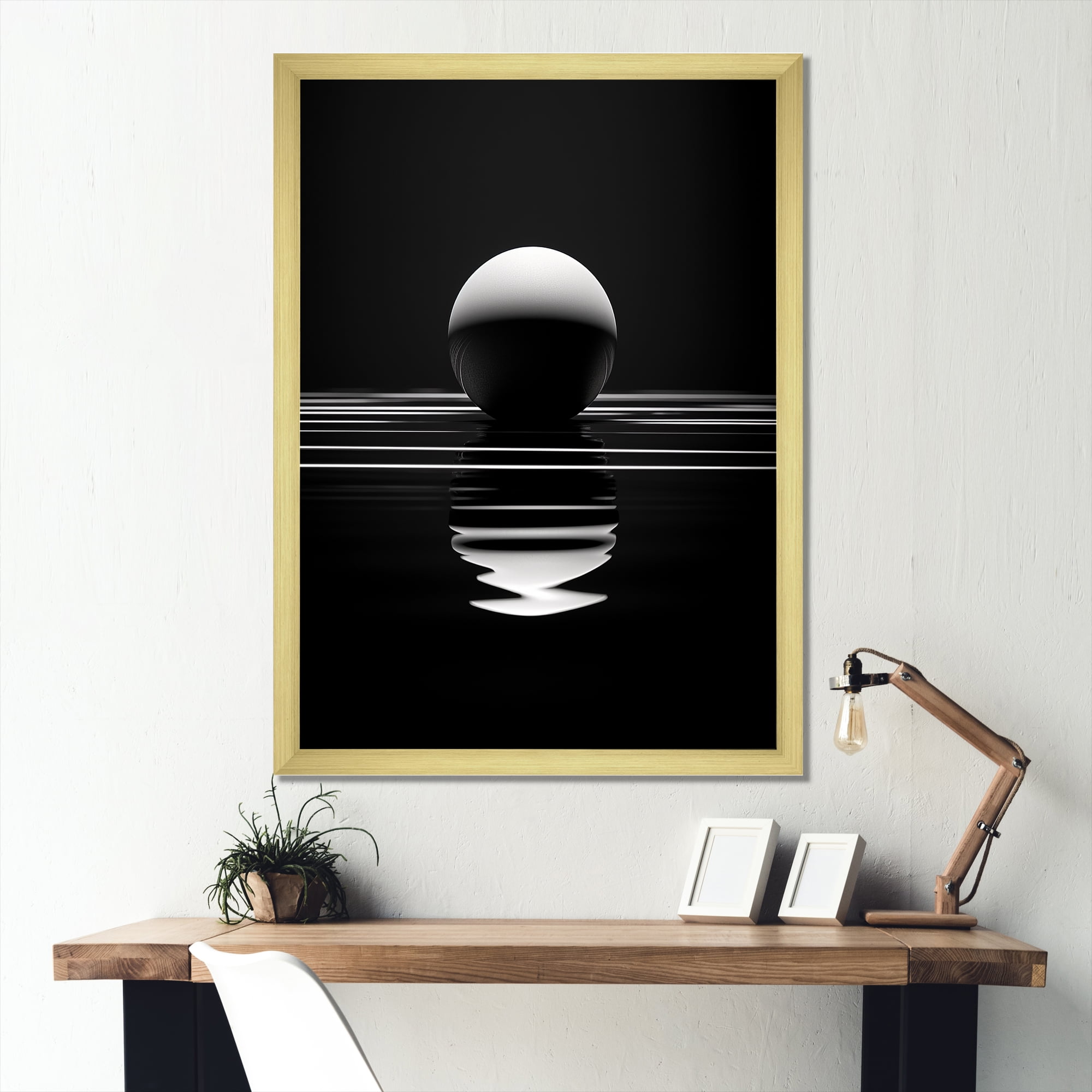 Designart "Azure Impact Orb Reflection" Bowling Picture Framed Wall ...