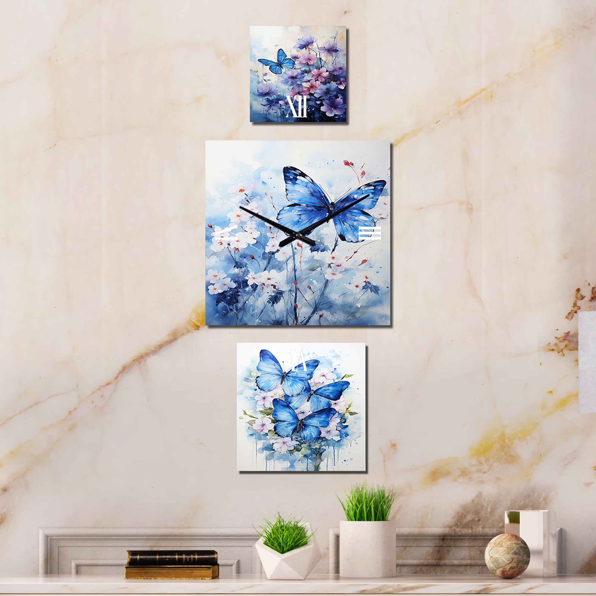 Designart "Azure Shades Embrace Fragile Soar" Butterfly Multipanel ...