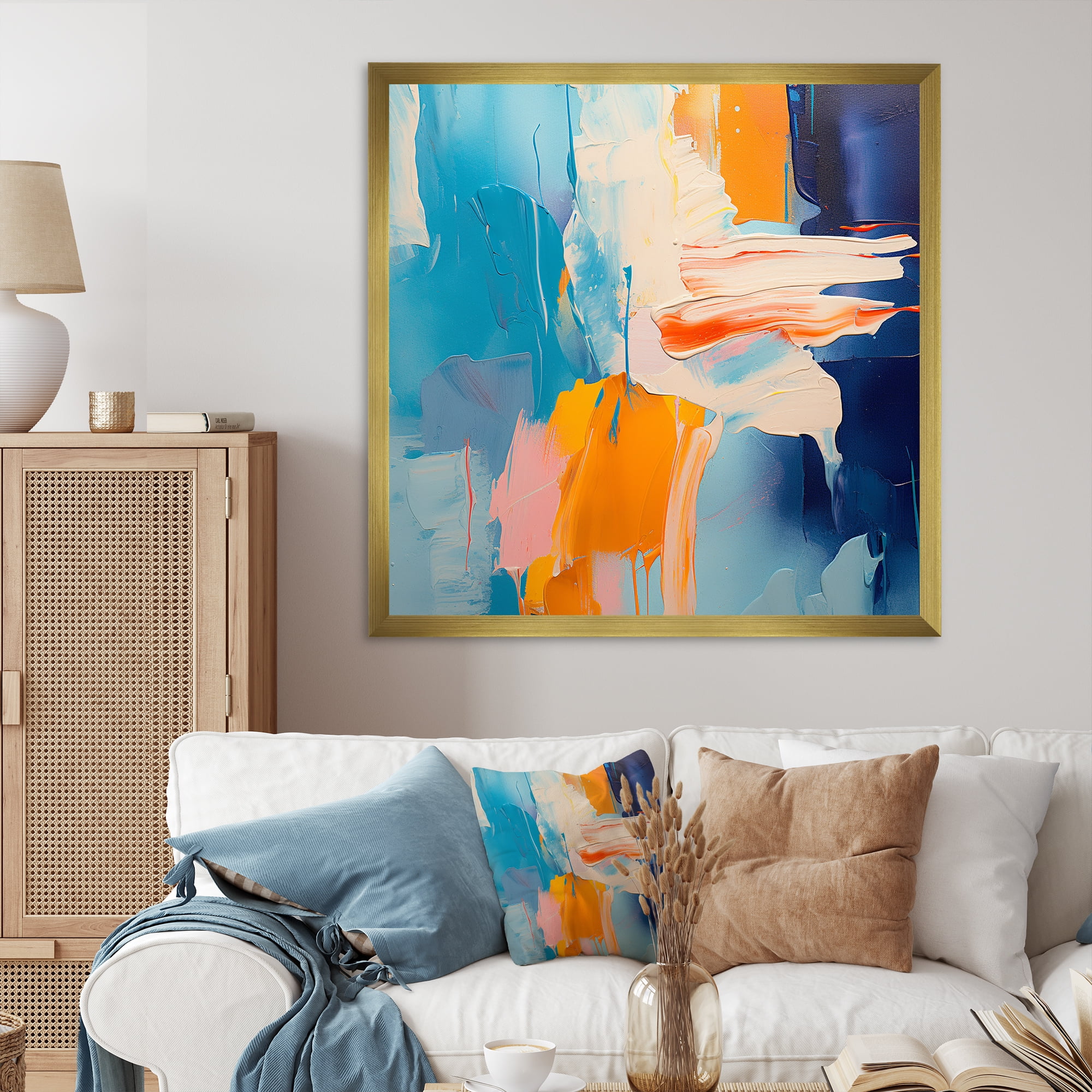 Designart "Azure and Lemon Vivid Abstract Whispers Art art" Abstract ...