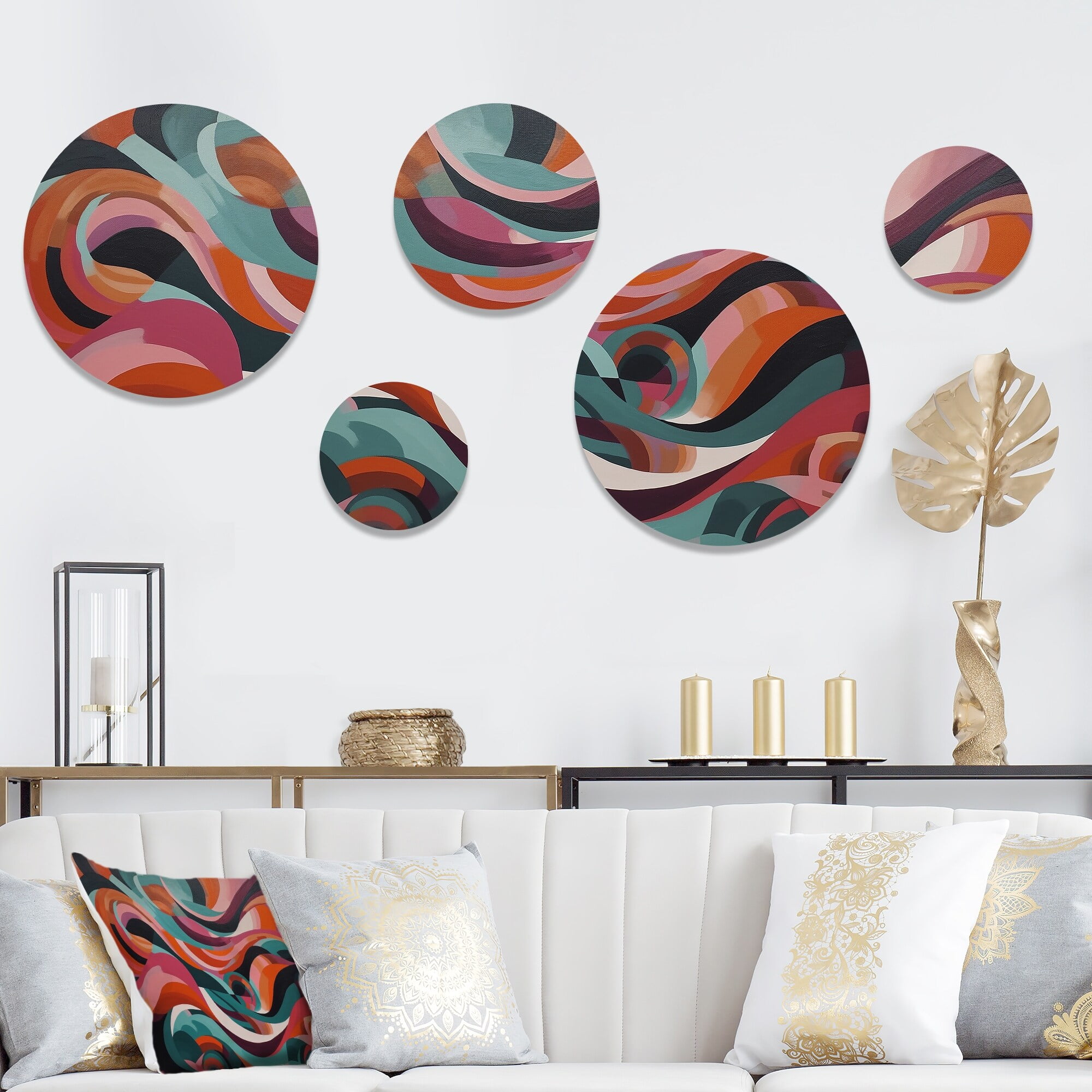Designart "Balanced Abstract Forms I" Modern Midcentury Metal Wall Art ...
