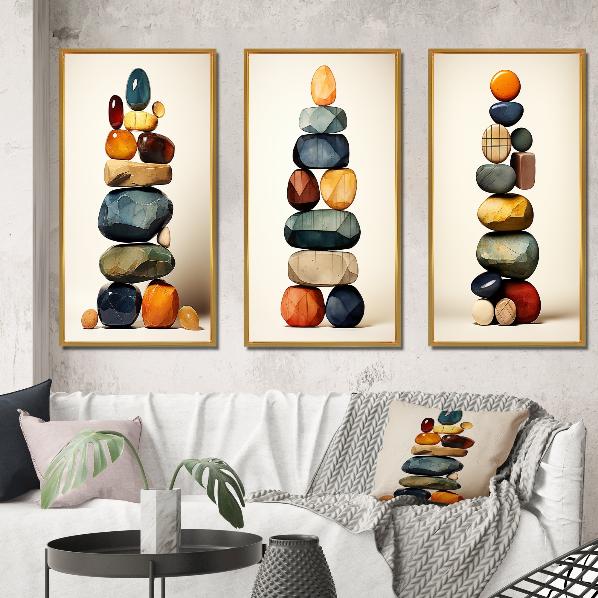 Designart "Balancing Cairn Sculpture Finding Balance Rock I" Spiritual ...