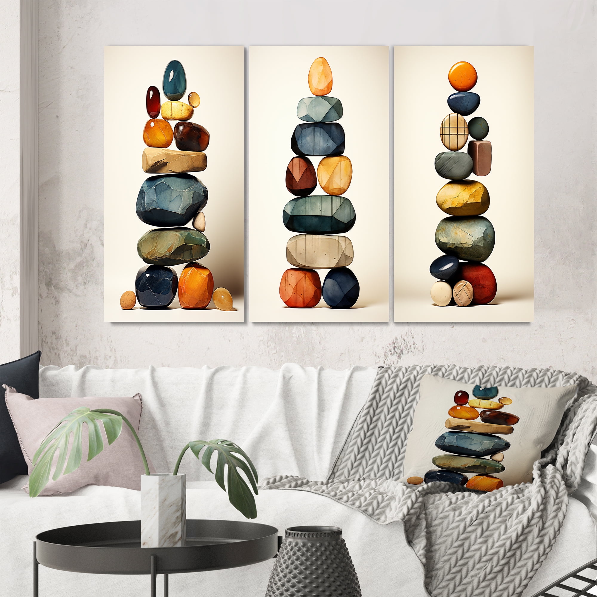 Designart "Balancing Cairn Sculpture Finding Balance Rock I" Spiritual ...