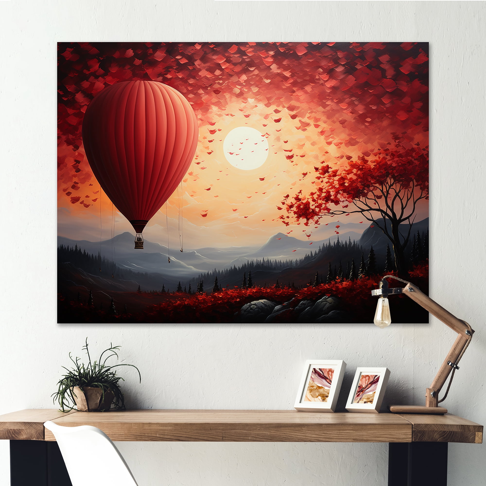 Designart "Balloons Of Coral Flight III" Hot Air Balloon Canvas Wall ...