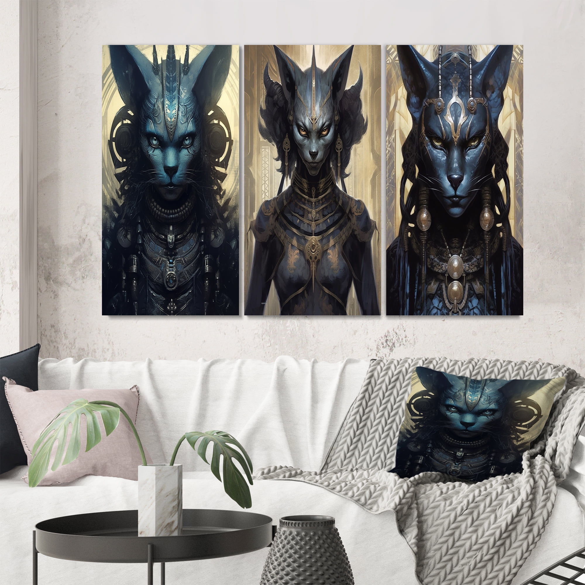 Designart "Bastet Ancient Egyptian Cat Goddess VIII" Fashion Woman Wall ...