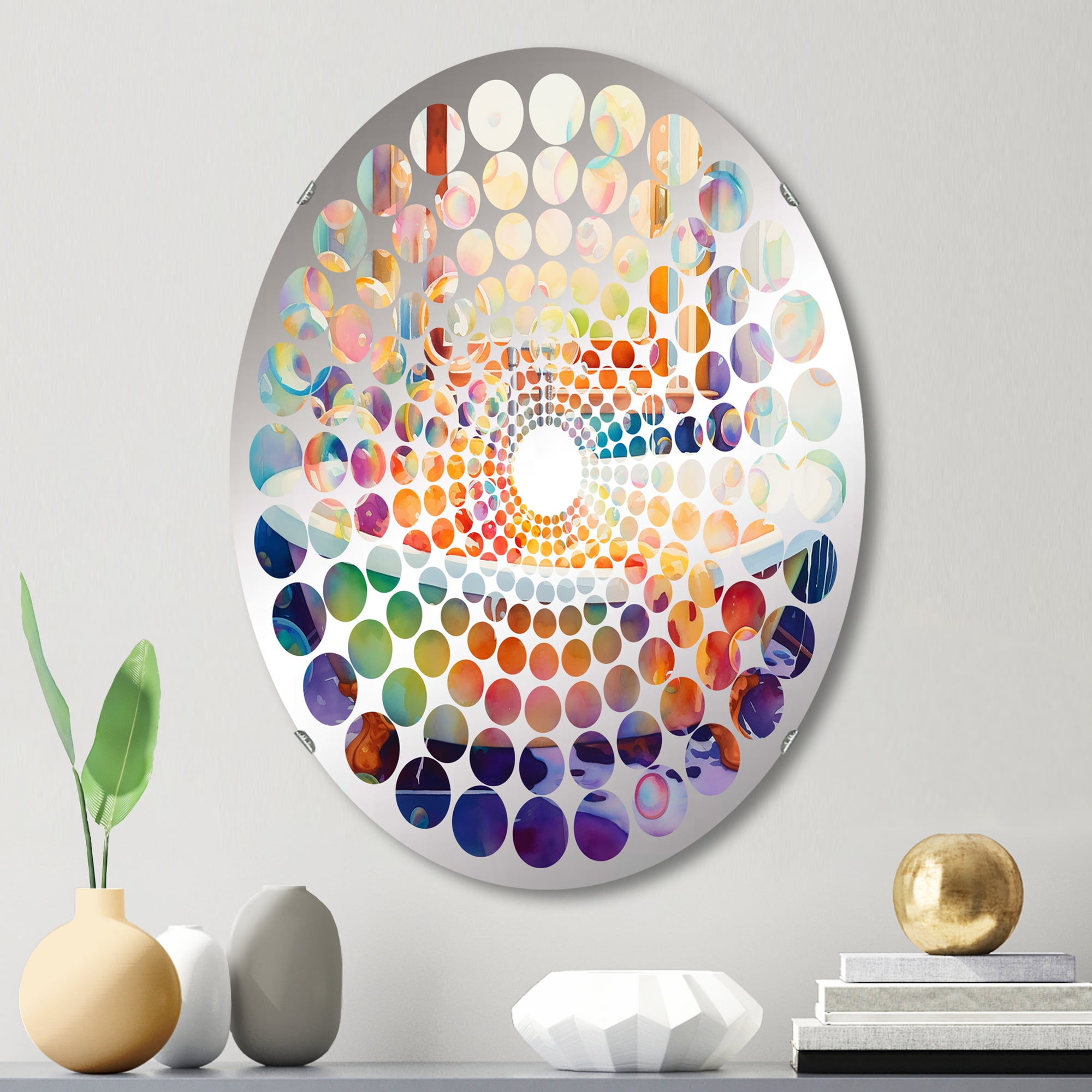 Designart "Bath expressionist Bubbles" Bath & Laundry Radial Dot Round ...