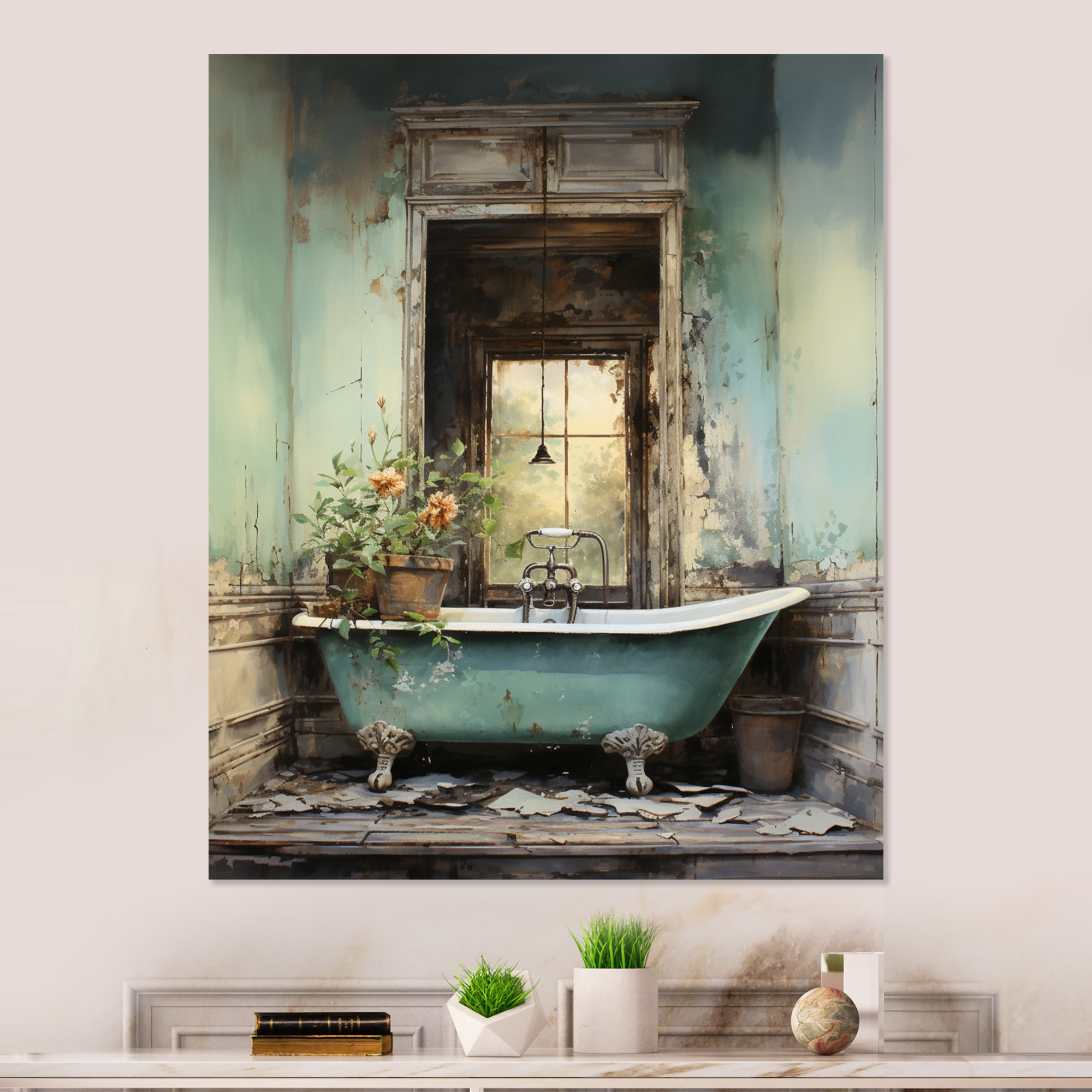Designart "Bathroom Vintage beauty I" Bathroom Metal Wall Decor ...