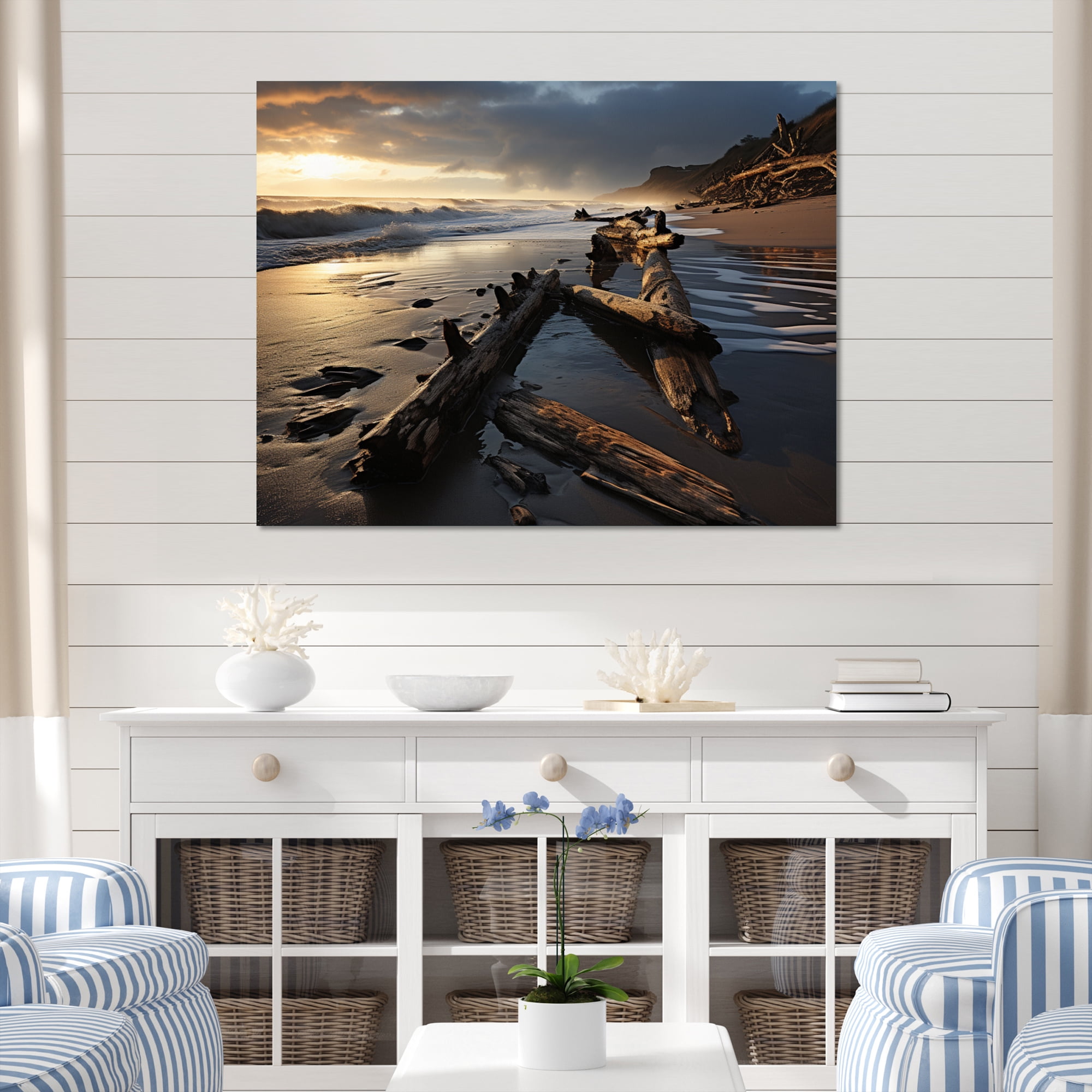 Designart "Beach Photo Calm Tide II" Landscapes Wall Decor - Walmart.com