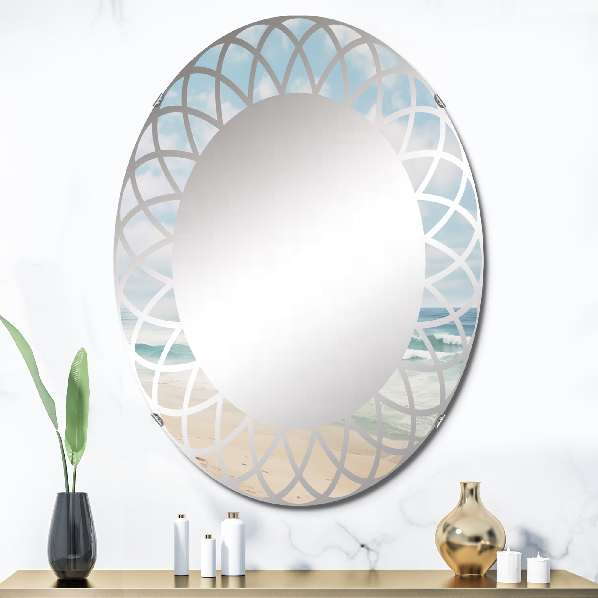 Designart "Beach Photo Coastal Calm III" Nautical & Beach Round Wall ...