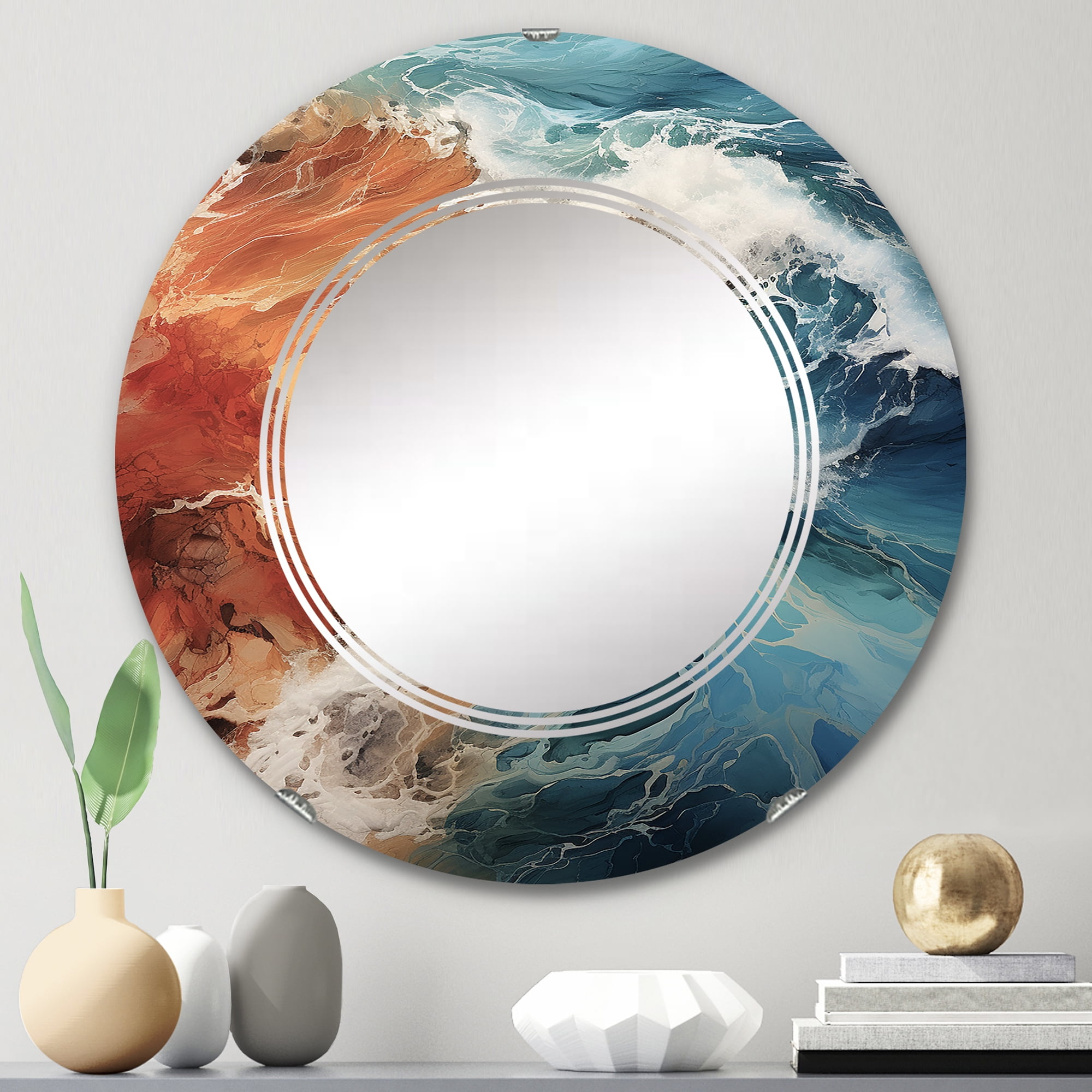 Designart "Beach Photo Coastal Expressions VI" Nautical & Beach Round ...