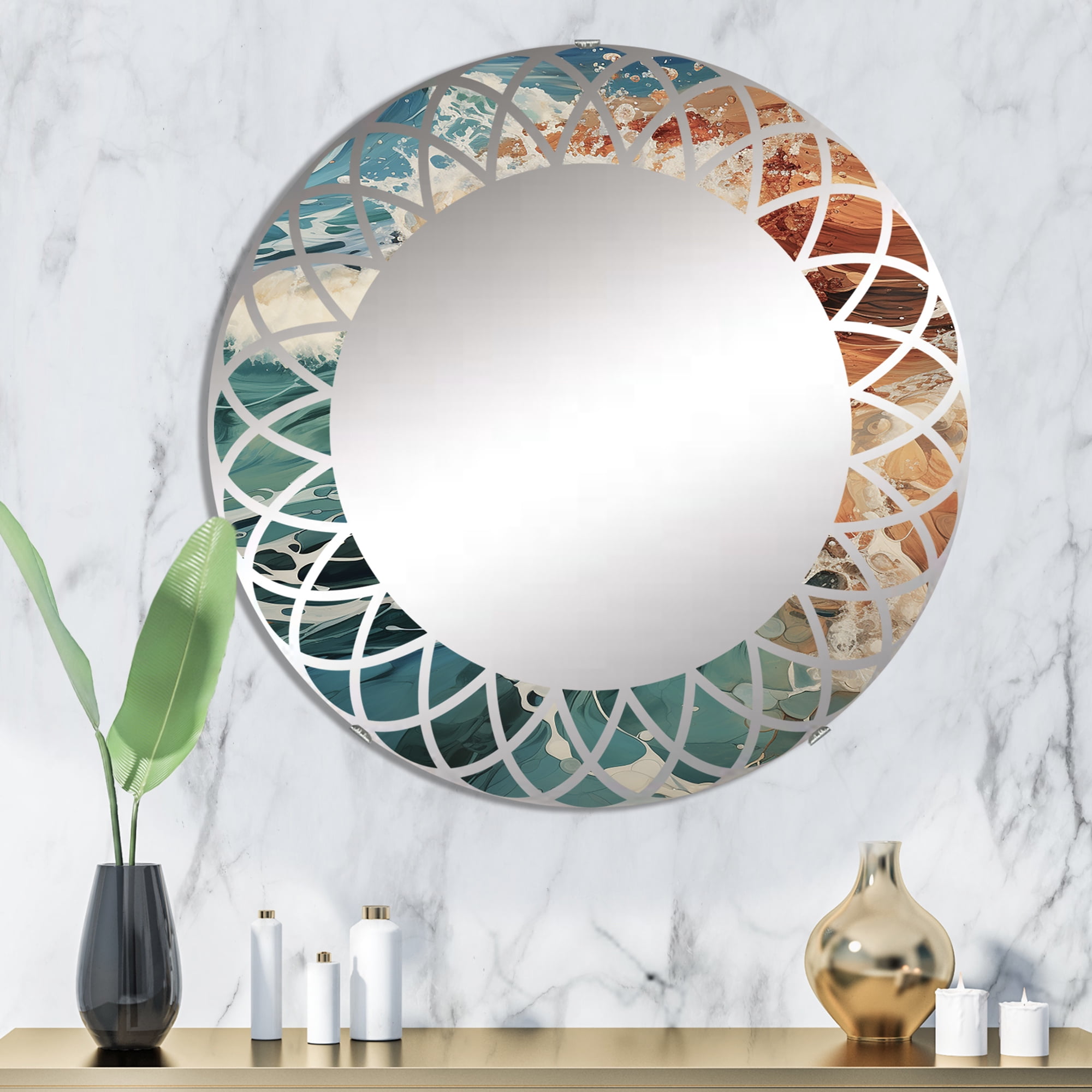 Designart "Beach Photo Oceanic flow V" Nautical & Beach Round Wall ...