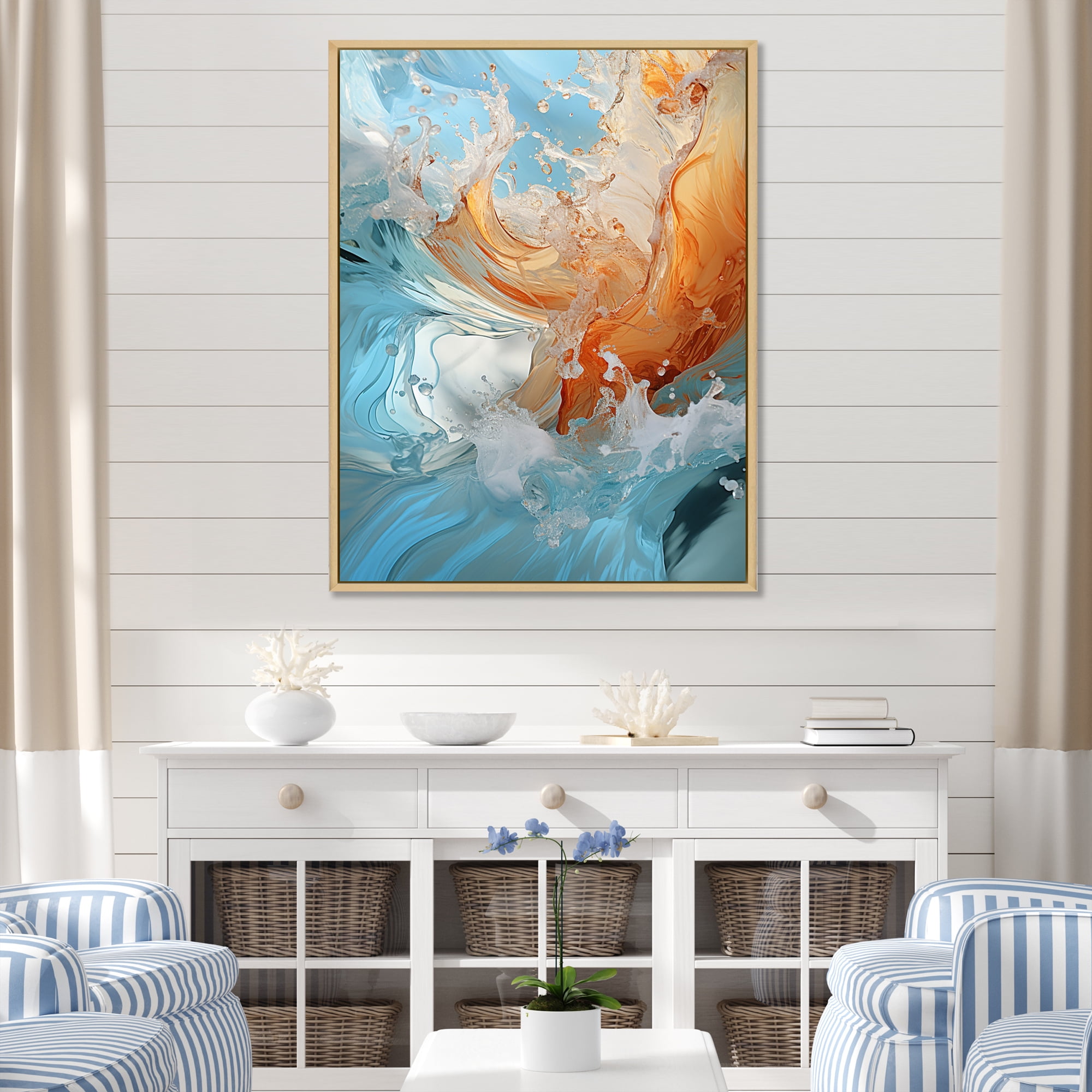 Designart "Beach Photo Oceanic flow VIII" Nautical & Beach Floater ...