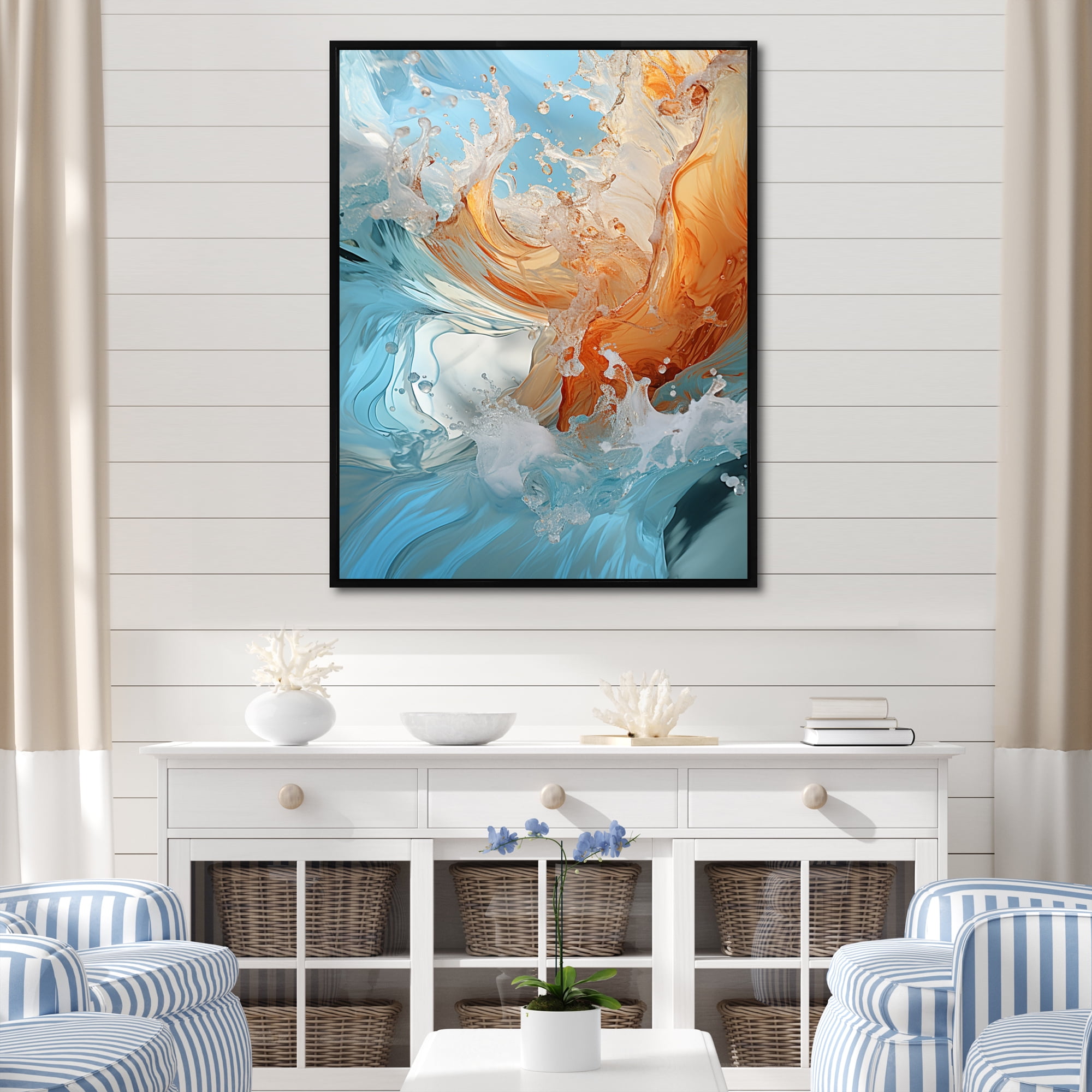 Designart "Beach Photo Oceanic flow VIII" Nautical & Beach Floater ...