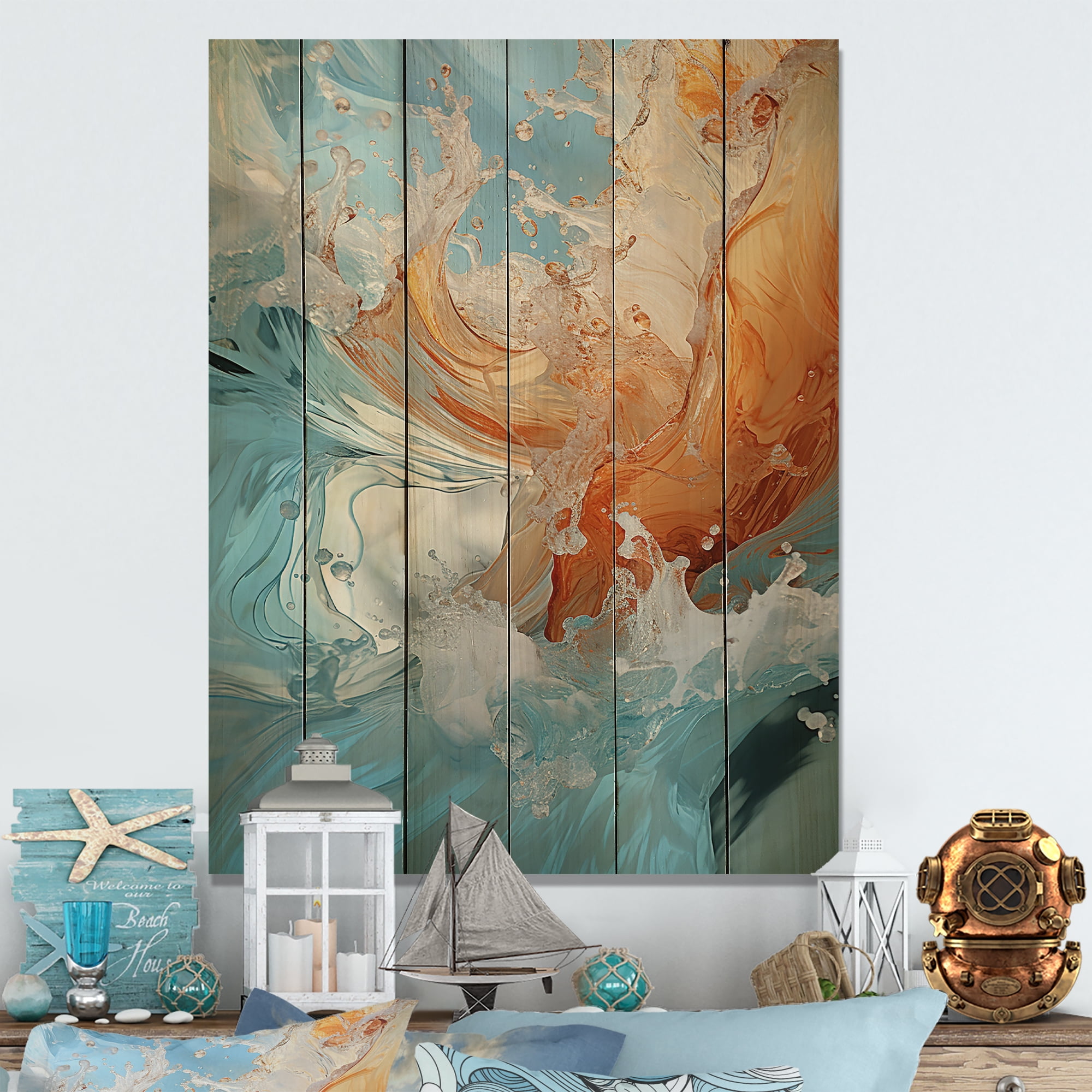 Designart "Beach Photo Oceanic flow VIII" Nautical & Beach Print on ...