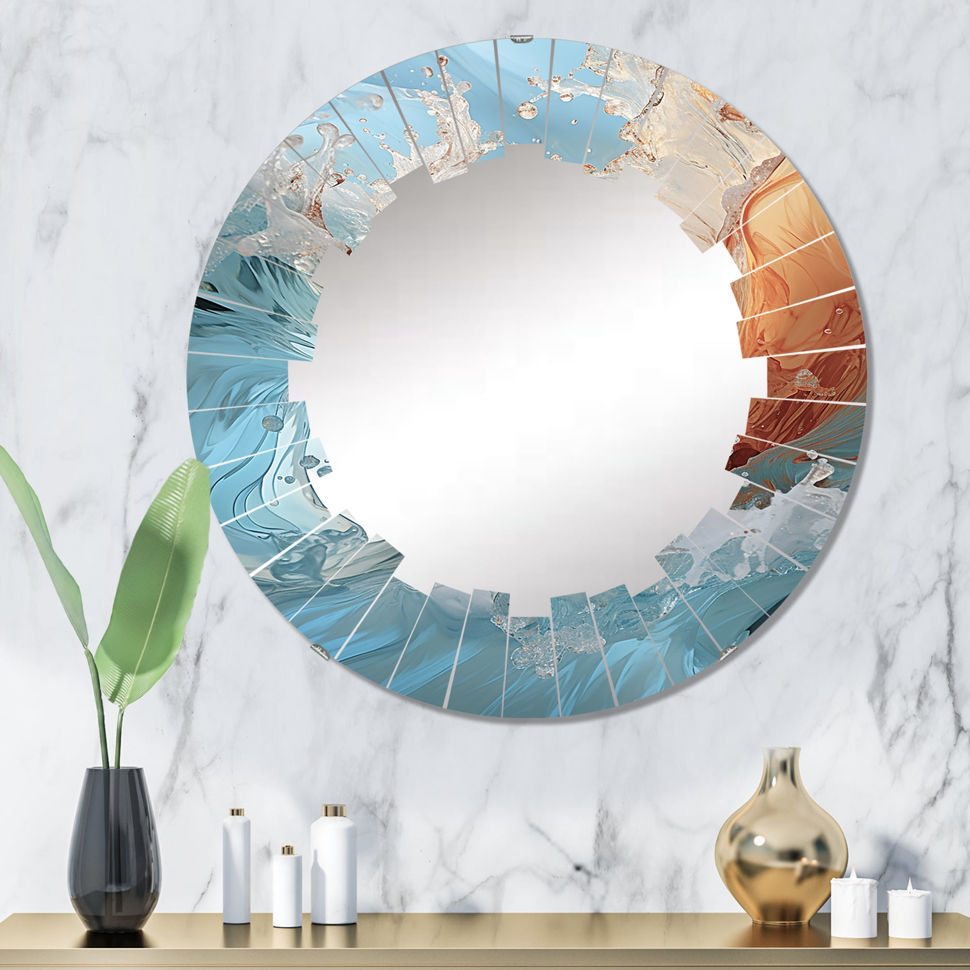 Designart "Beach Photo Oceanic flow VIII" Nautical & Beach Round Wall ...