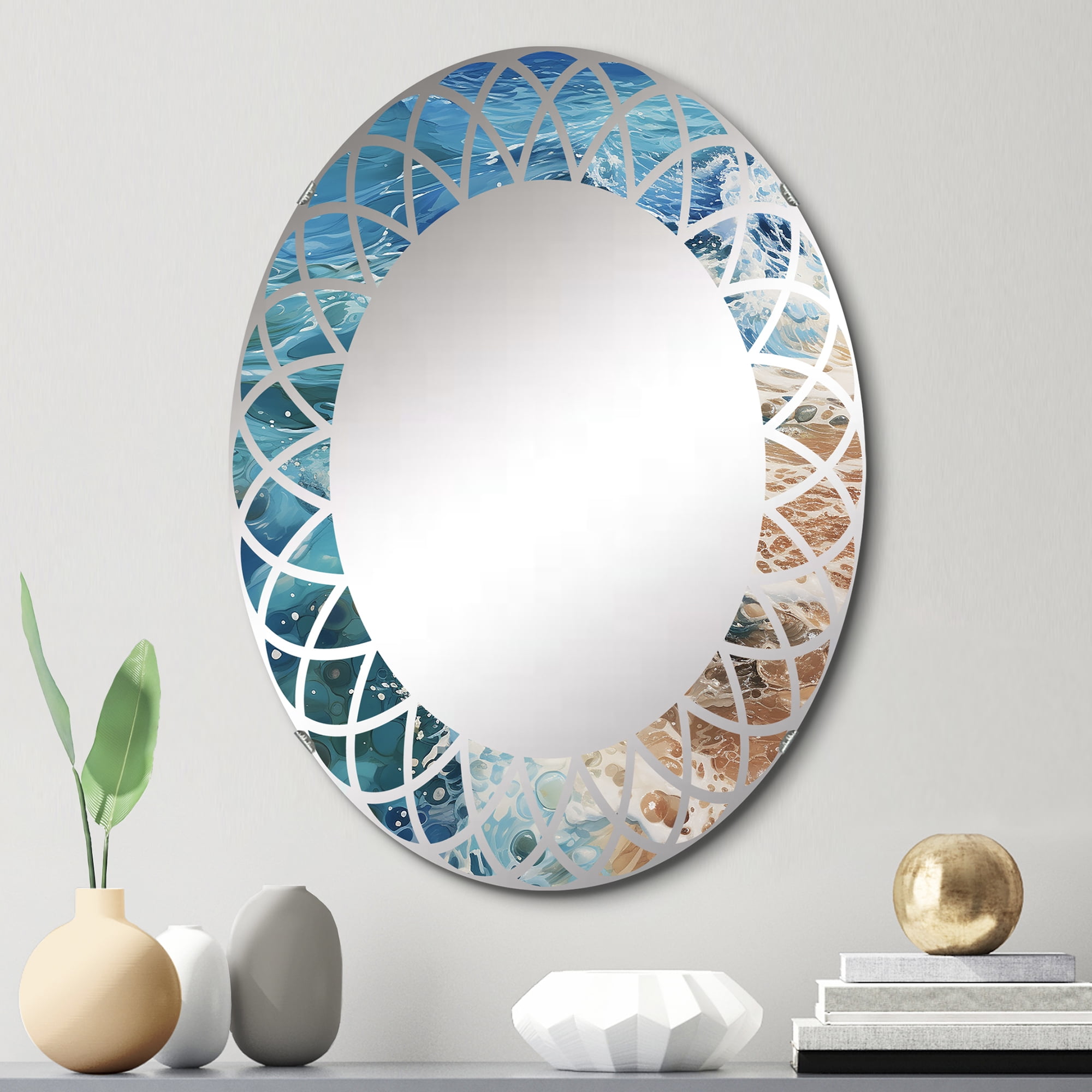 Designart "Beach Photo Oceanic flow XI" Nautical & Beach Round Wall ...