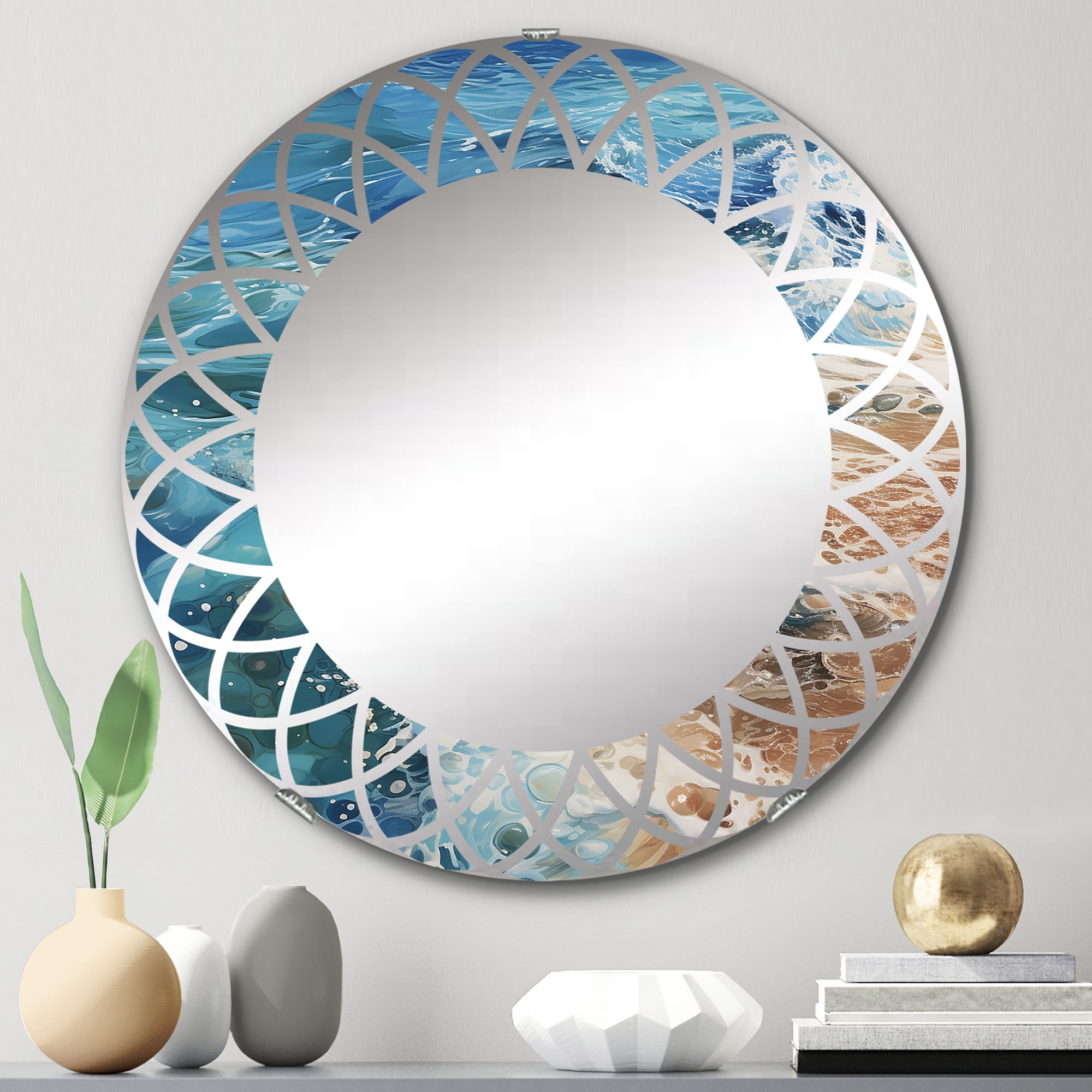 Designart "Beach Photo Oceanic flow XI" Nautical & Beach Round Wall ...