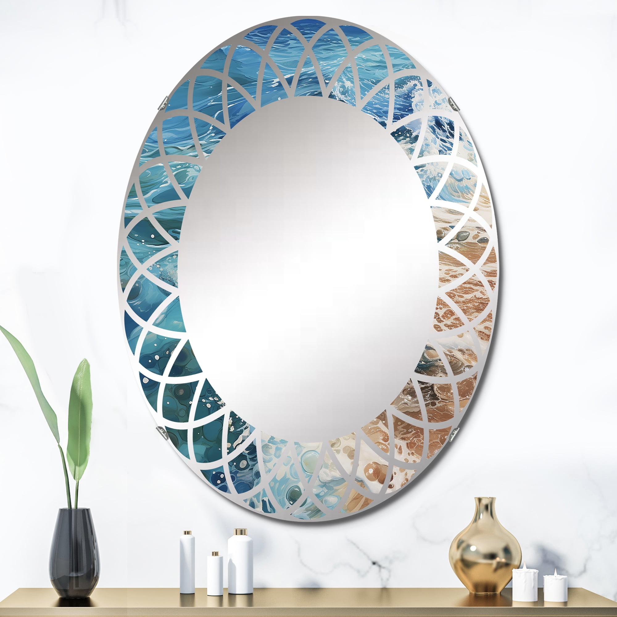 Designart "Beach Photo Oceanic flow XI" Nautical & Beach Round Wall ...