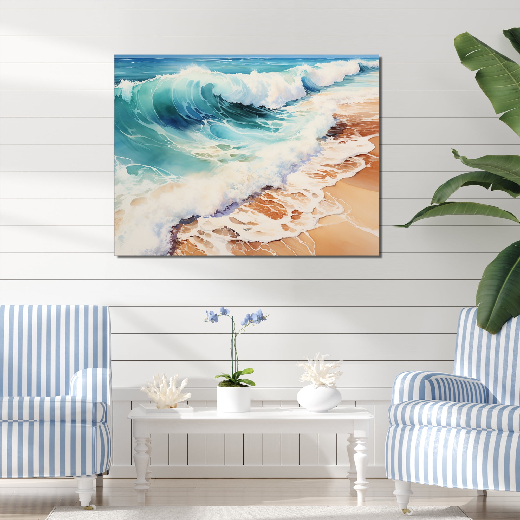 Designart "Beach Photo Oceanic flow XIV" Nautical & Beach Canvas Print ...