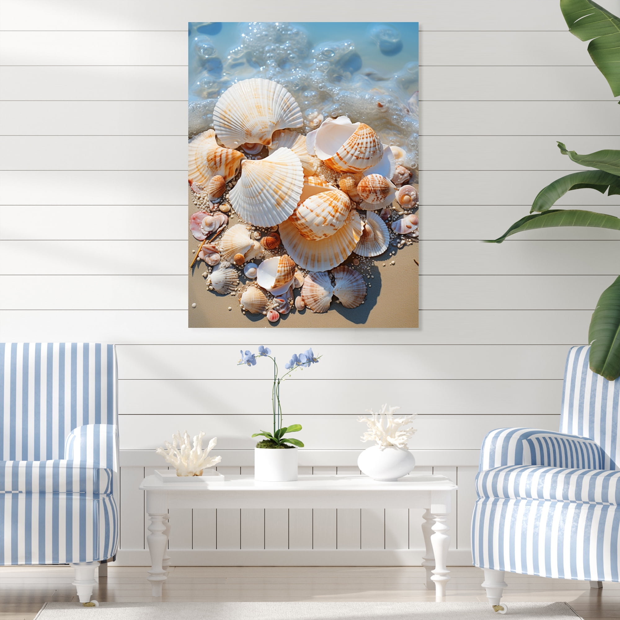 Designart "Beach Photo Seashell Euphony II" Animals Metal Wall Decor ...