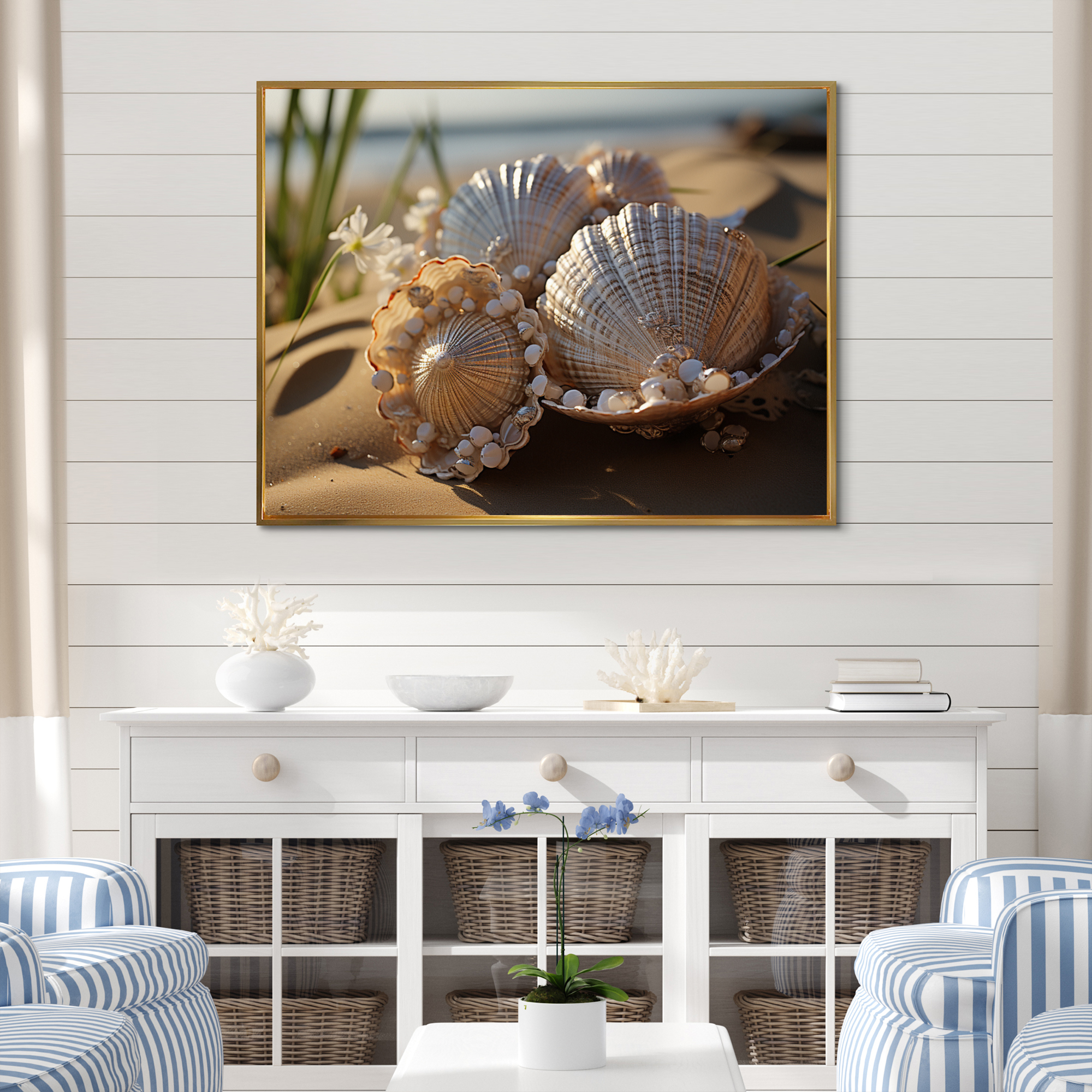 Designart "Beach Photo Seashell composition III" Nautical & Beach ...
