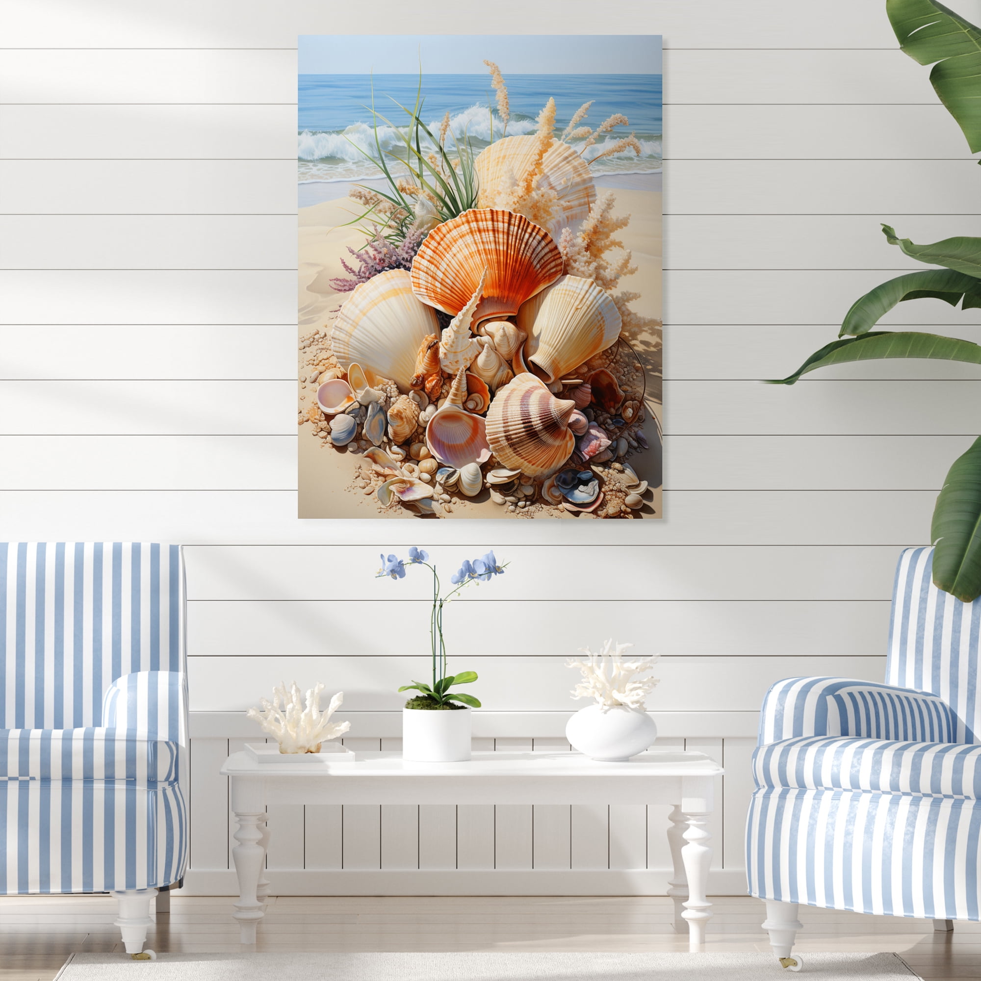 Designart "Beach Photo Seashell composition V" Animals Metal Art Print ...