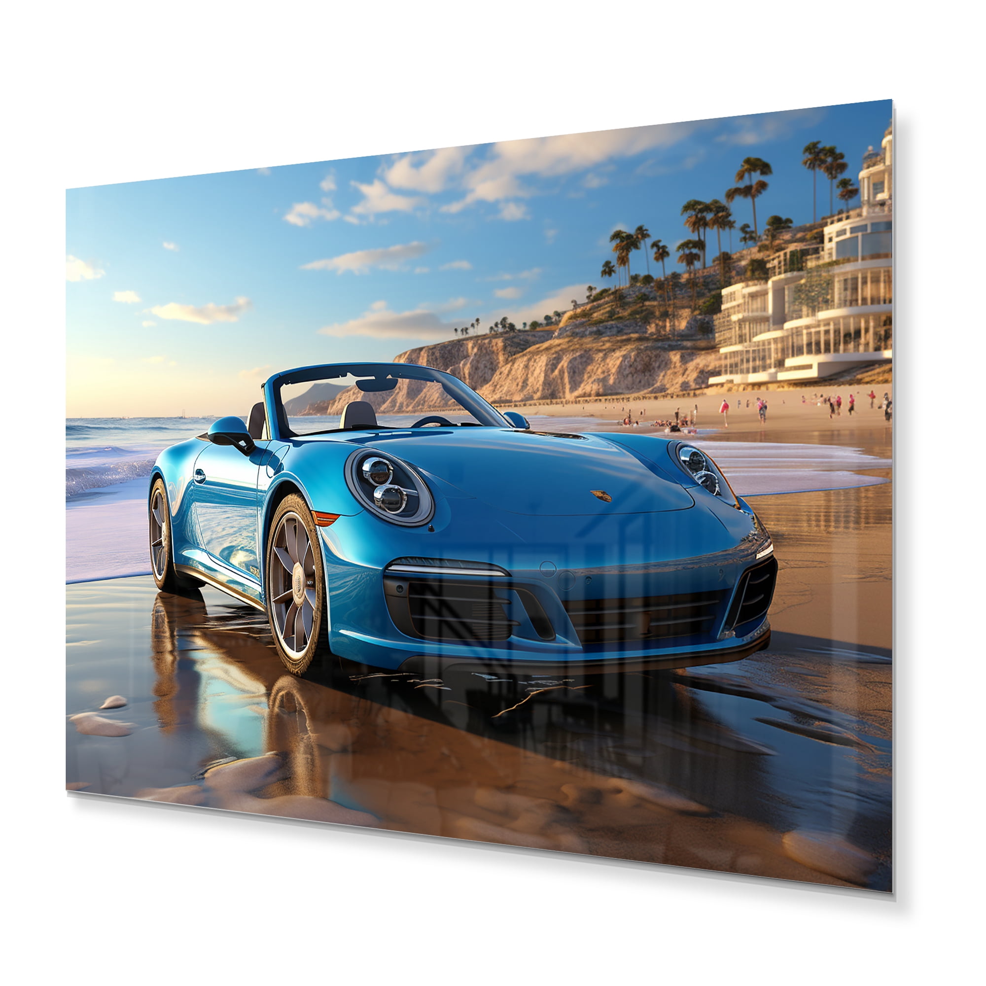 Designart "Beach Phtotography German Car art painting I" Nautical ...