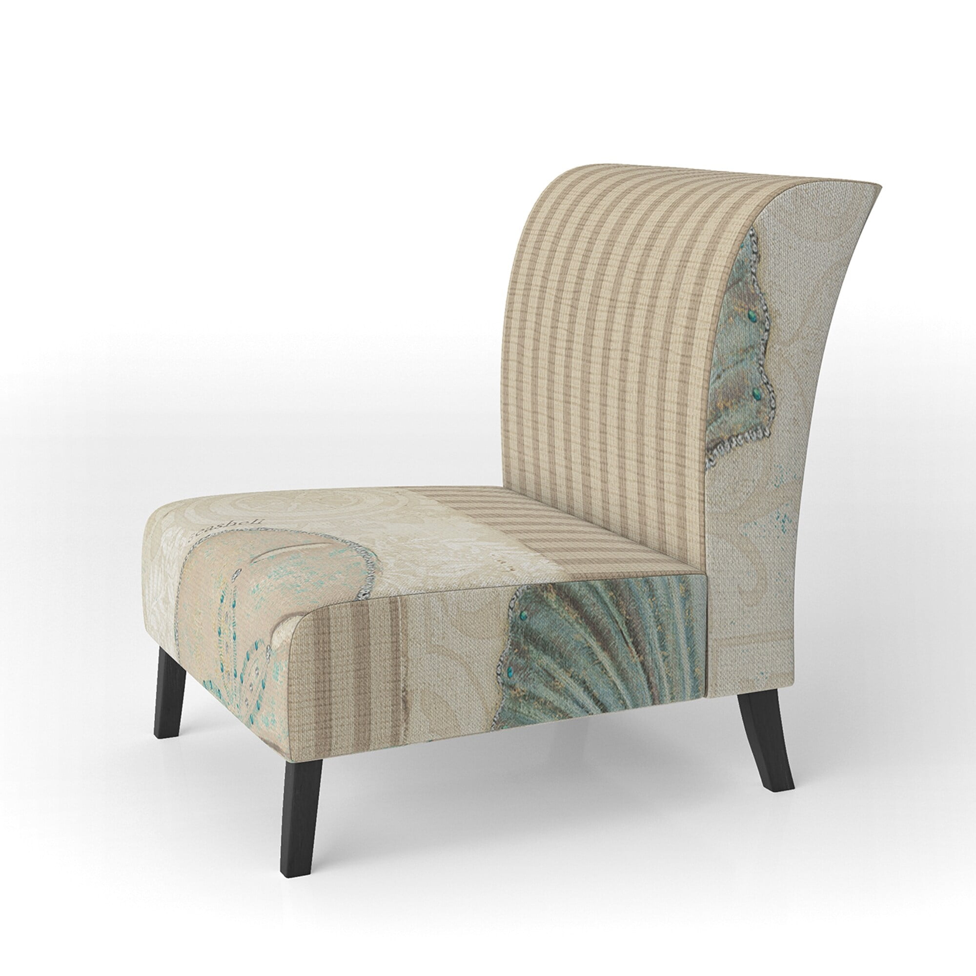 Designart "Beach Treasures Collage I" Upholstered Traditional Accent ...