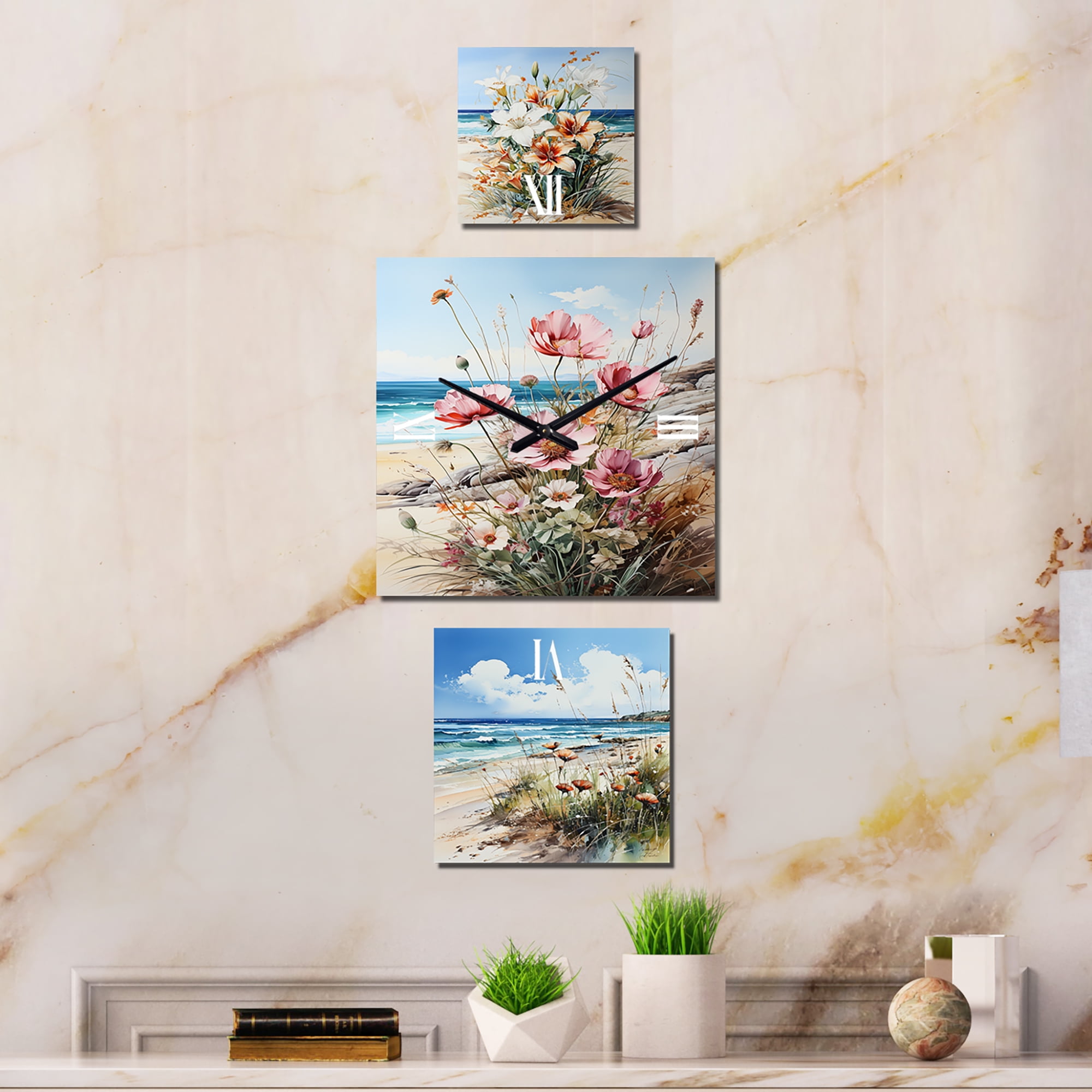 Designart "Beachside Blooming Bliss" Seasonal Flowers Oversized Wall ...