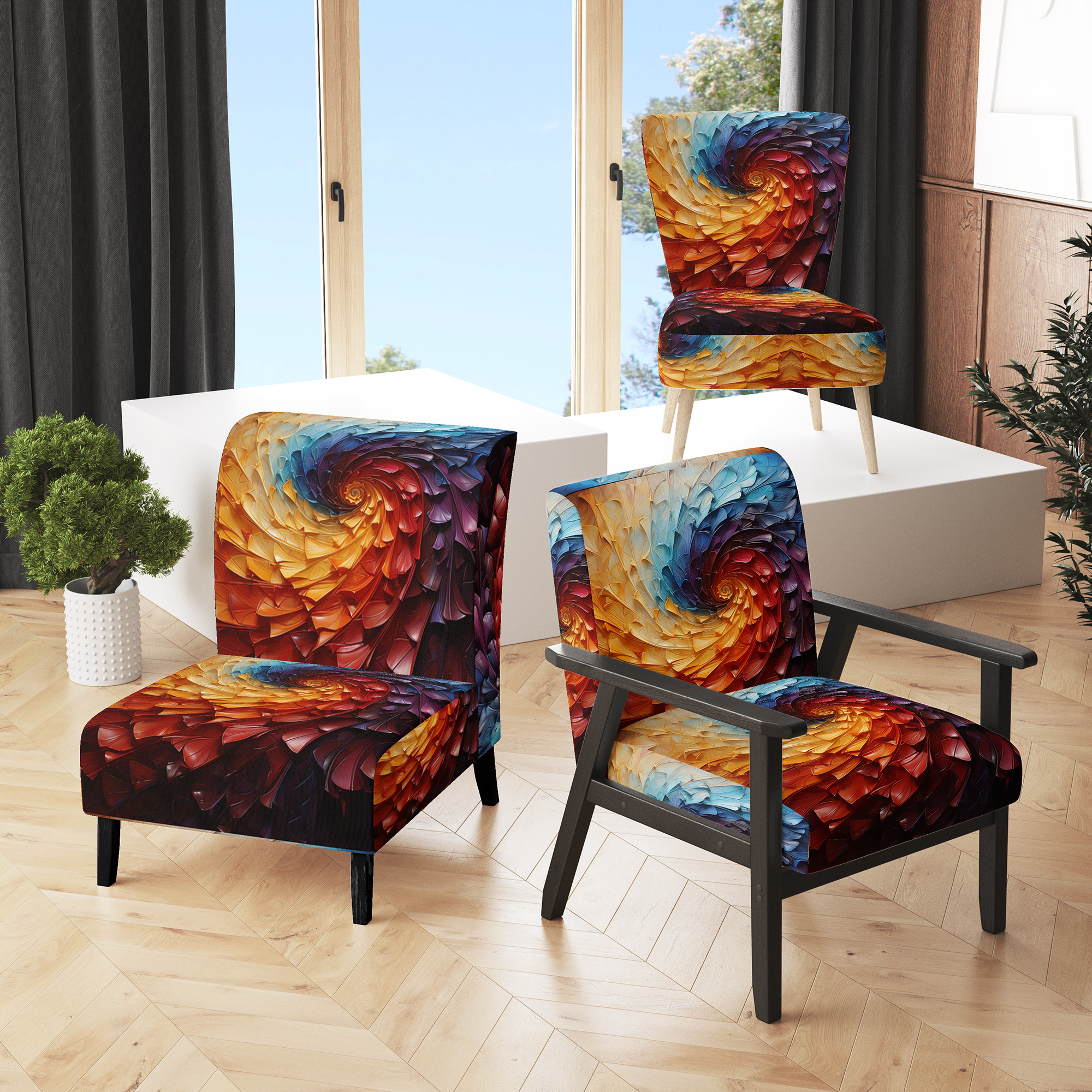Designart "Beat of Rhythm I" Multi-Color Abstract Upholstered Accent ...