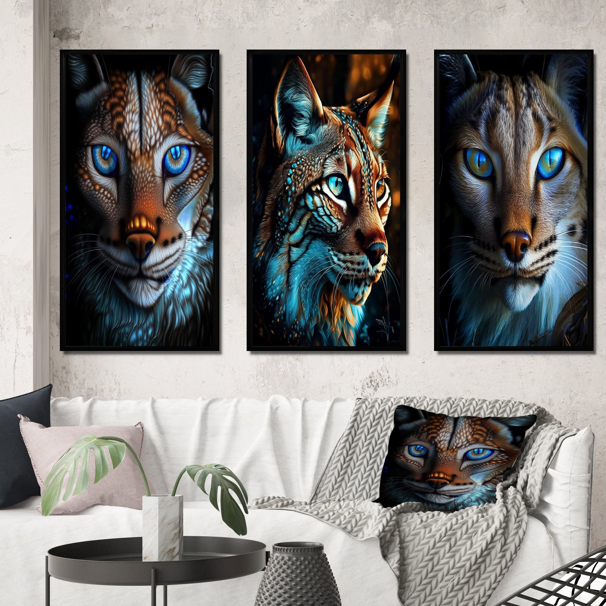 Designart "Beautiful Lynx with Blue Eyes Portrait II" Other Plants ...