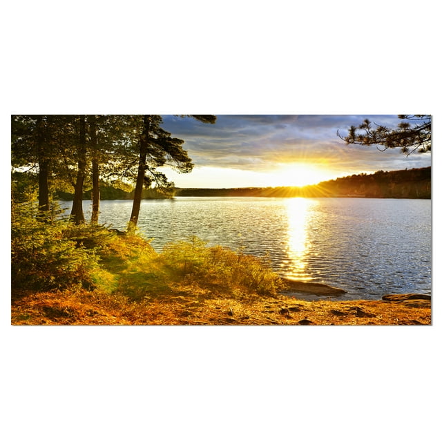 Designart 'Beautiful View of Sunset over Lake ' Landscape Canvas Art ...