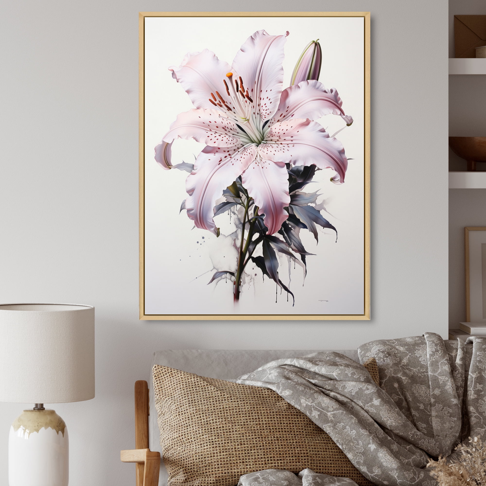 Designart "Beauty in Glimmering Hibiscus I" Floral Floater Framed ...