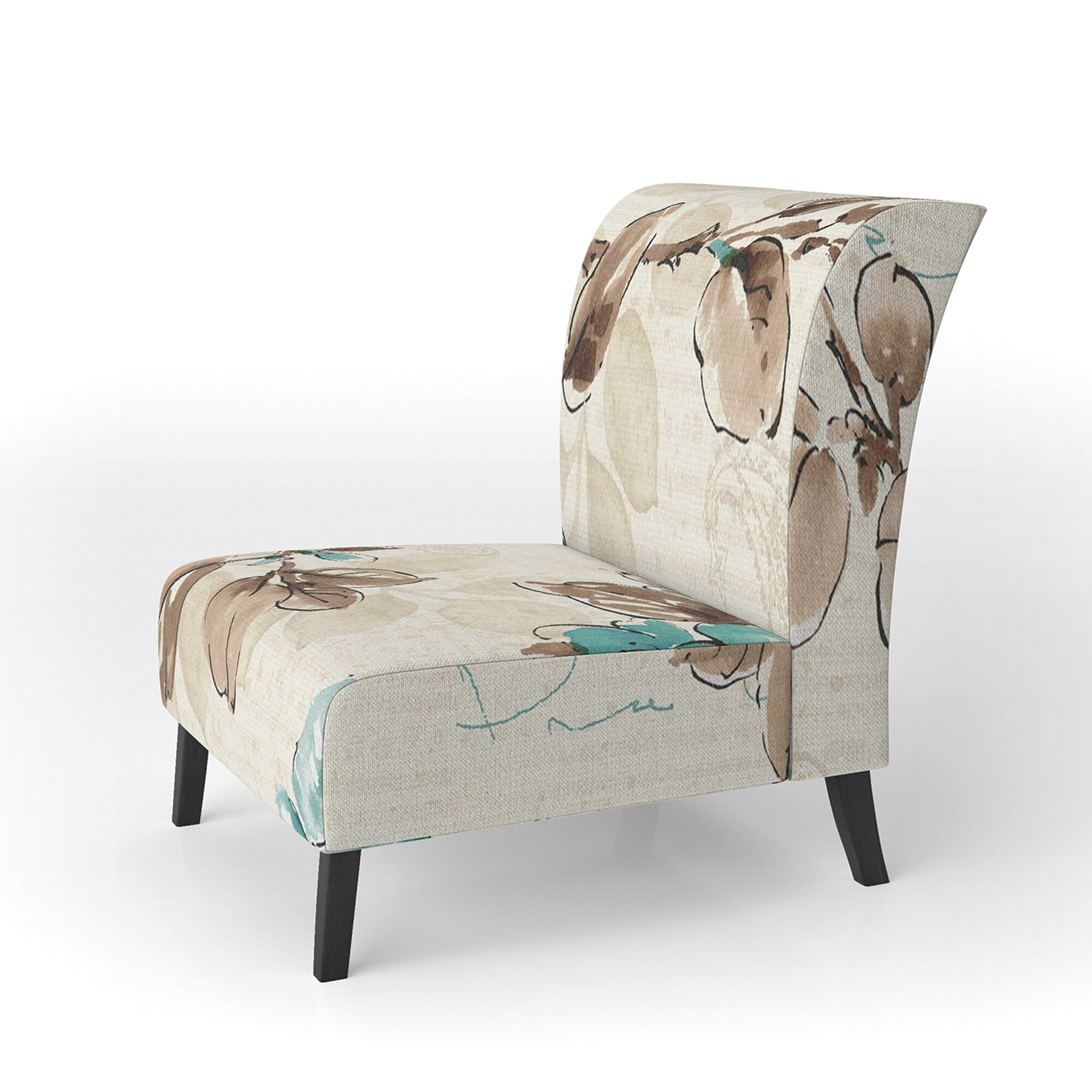 Designart "Beige Bird Wings" Upholstered Cottage Accent Chair - Arm ...