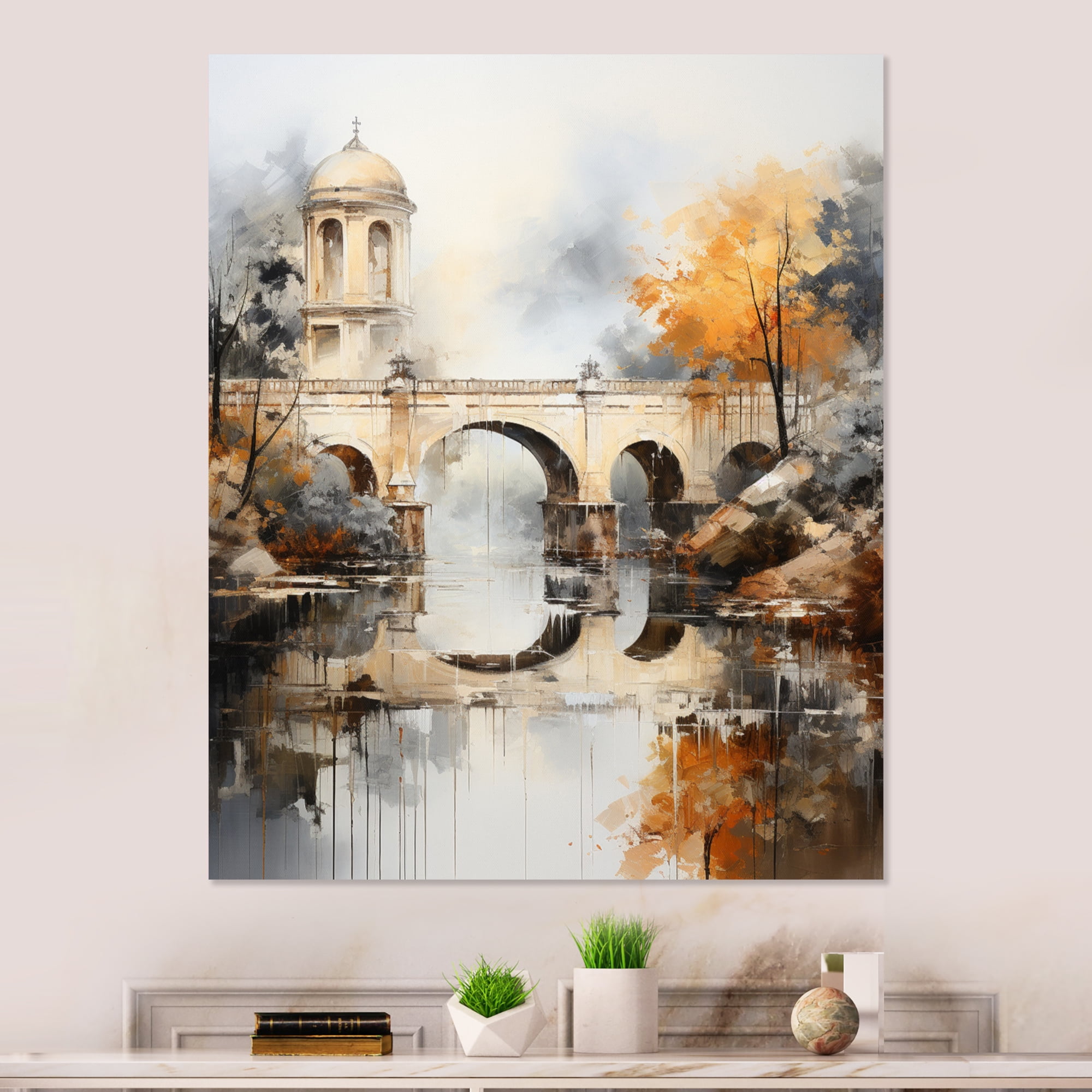 Designart "Beige Bridge delicate Overpass" Bridges Metal Wall Art ...