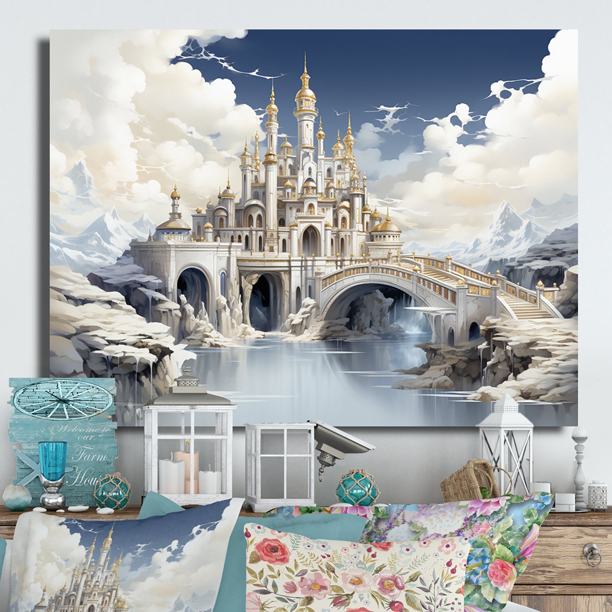 Designart "Beige Bridge delicate Passage II" Architecture Metal Wall ...