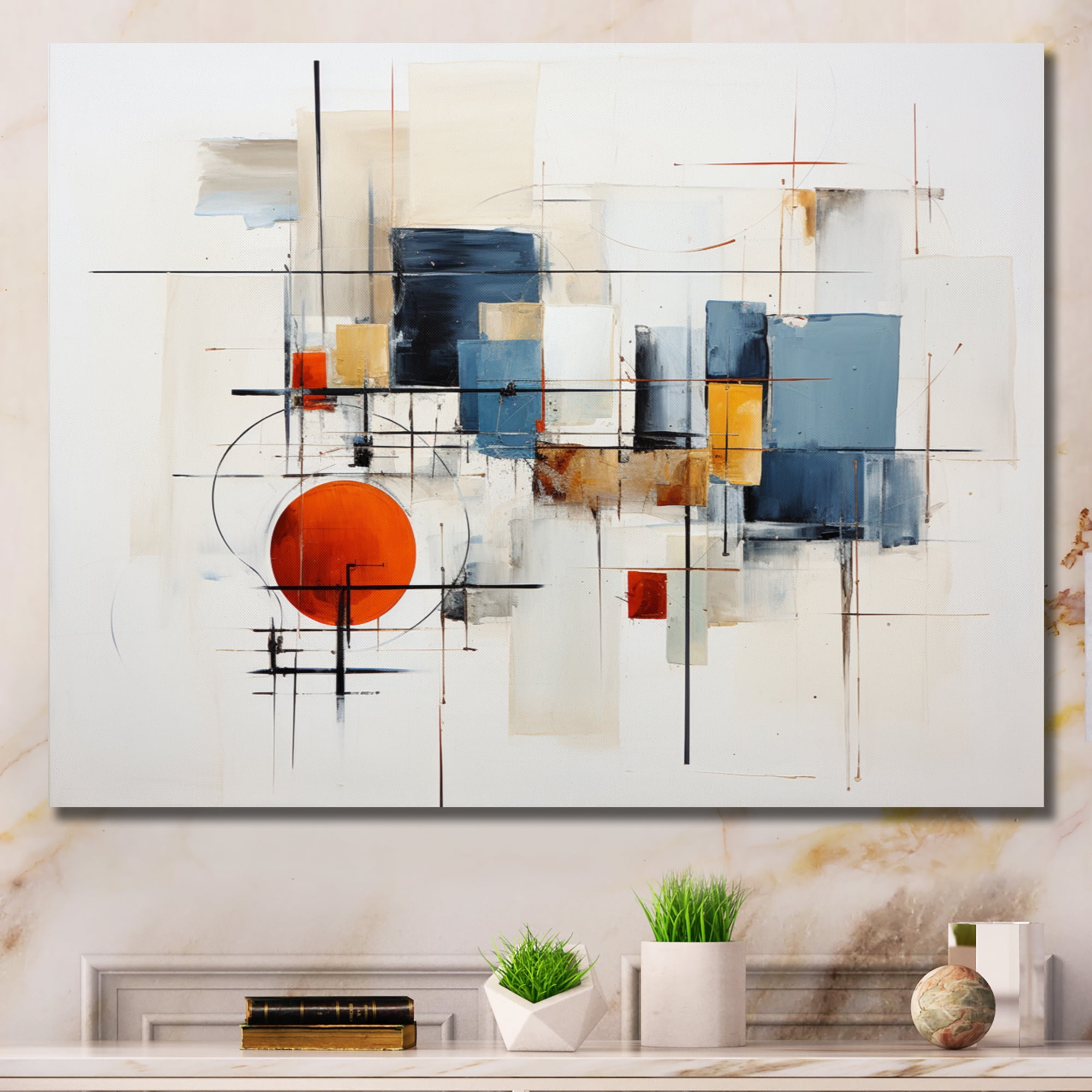 Designart "Beige Minimalist Collage V" Abstract Collages Wall Art ...