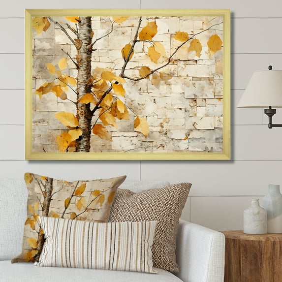 Designart "Beige and Yellow Birch Wood Forest Autumnal Palette I ...