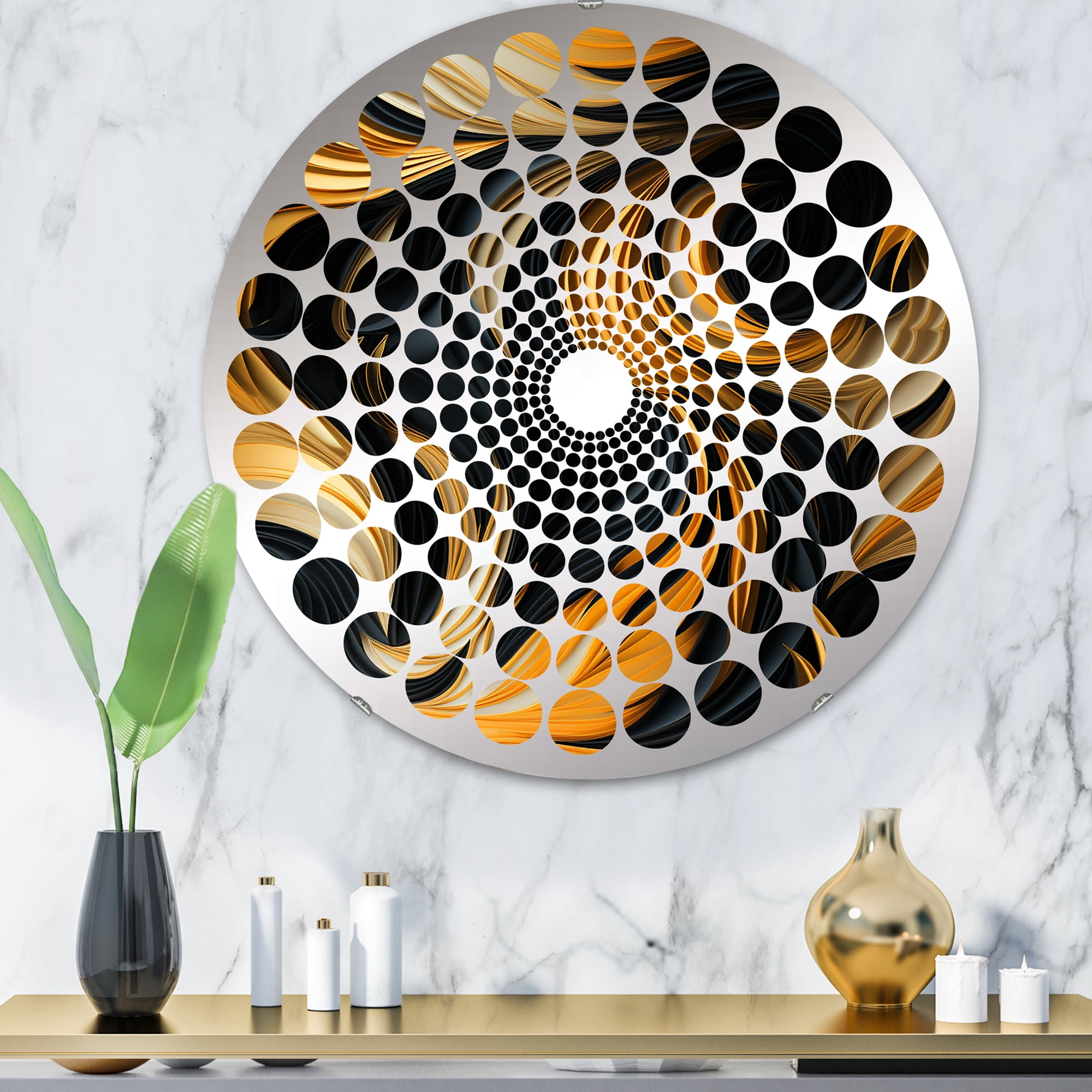 Designart "Bengal-Inspired Stripes" Abstract Radial Dot Round Wall ...