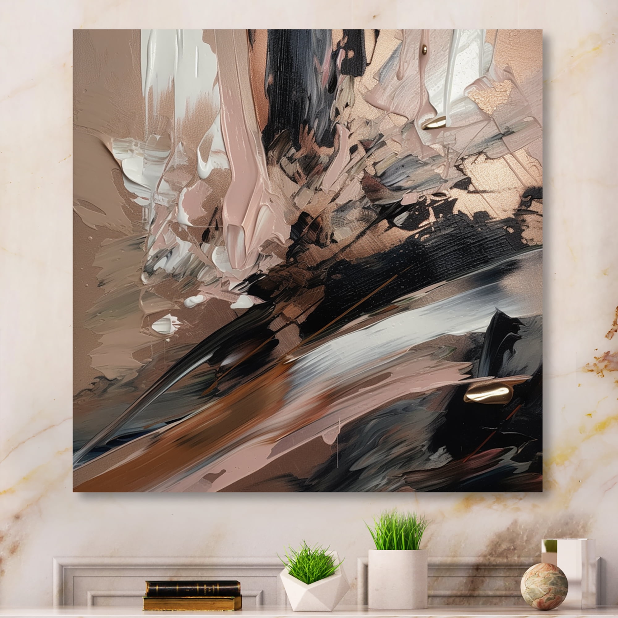 Designart "Beyond Boundaries Brown and Black II" Abstract Metal Wall ...